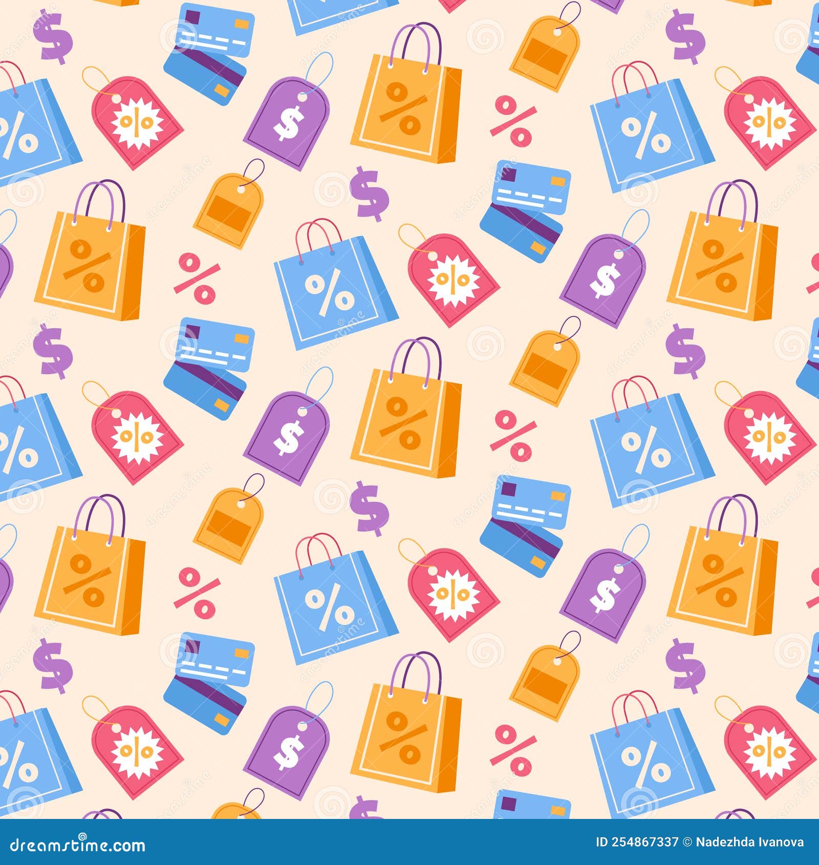 Hand Drawn Shopping Pattern Design Vector Illustration Stock Vector ...