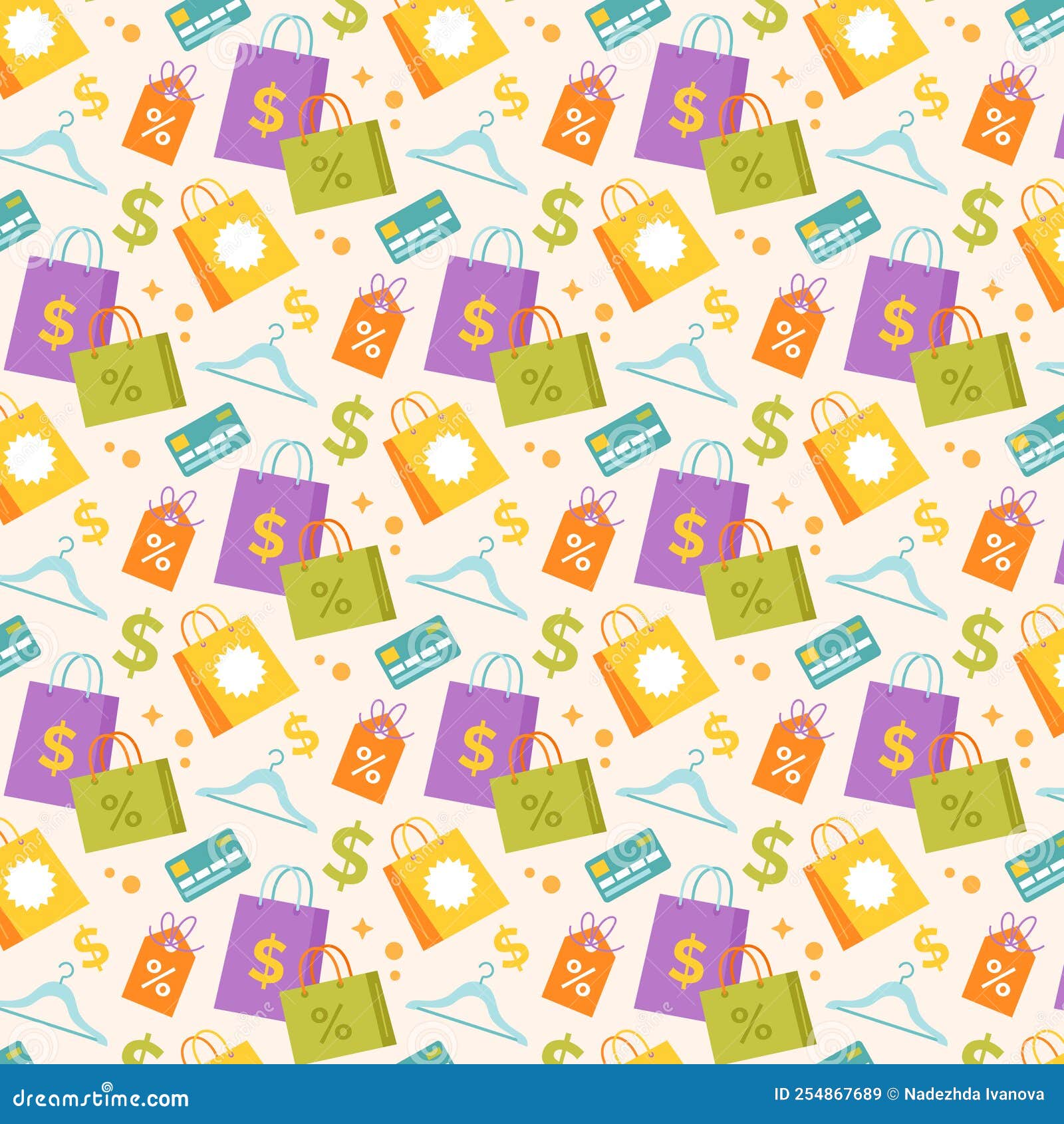 Hand Drawn Shopping Pattern Design Vector Illustration Stock Vector ...