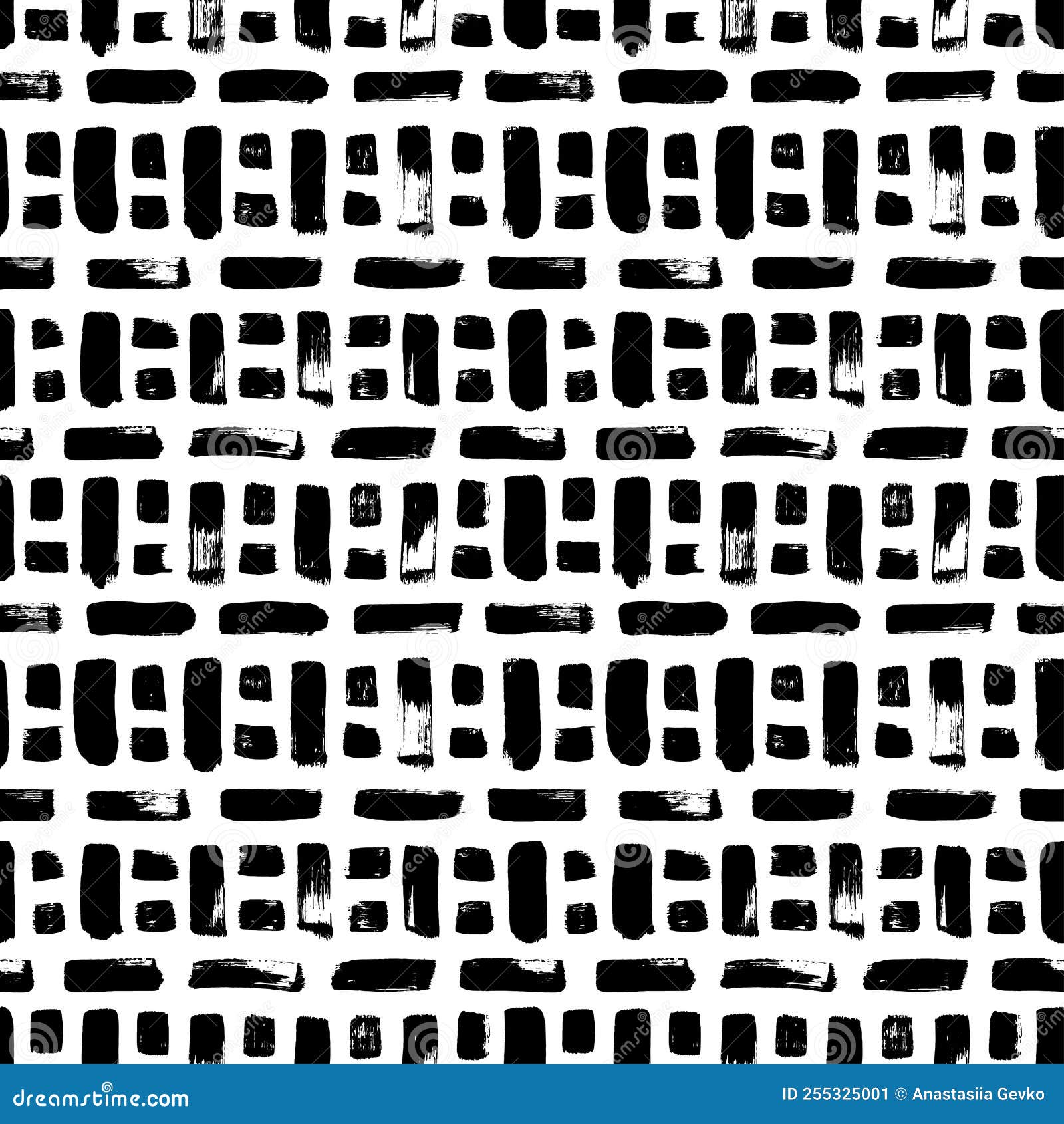 Hand Drawn Short Brush Strokes Seamless Pattern. Stock Vector ...