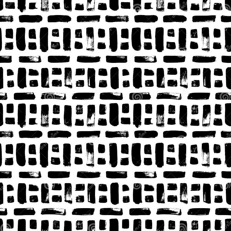 Hand Drawn Short Brush Strokes Seamless Pattern. Stock Vector ...