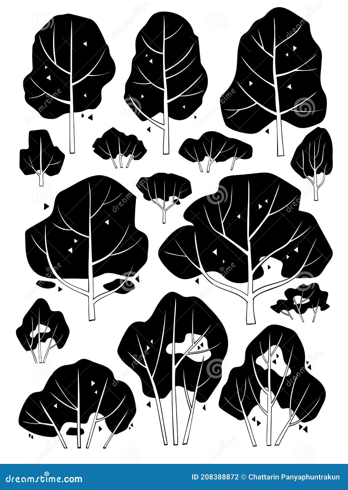 Hand Drawn Vector Set of Side View Tree Stock Vector - Illustration of ...