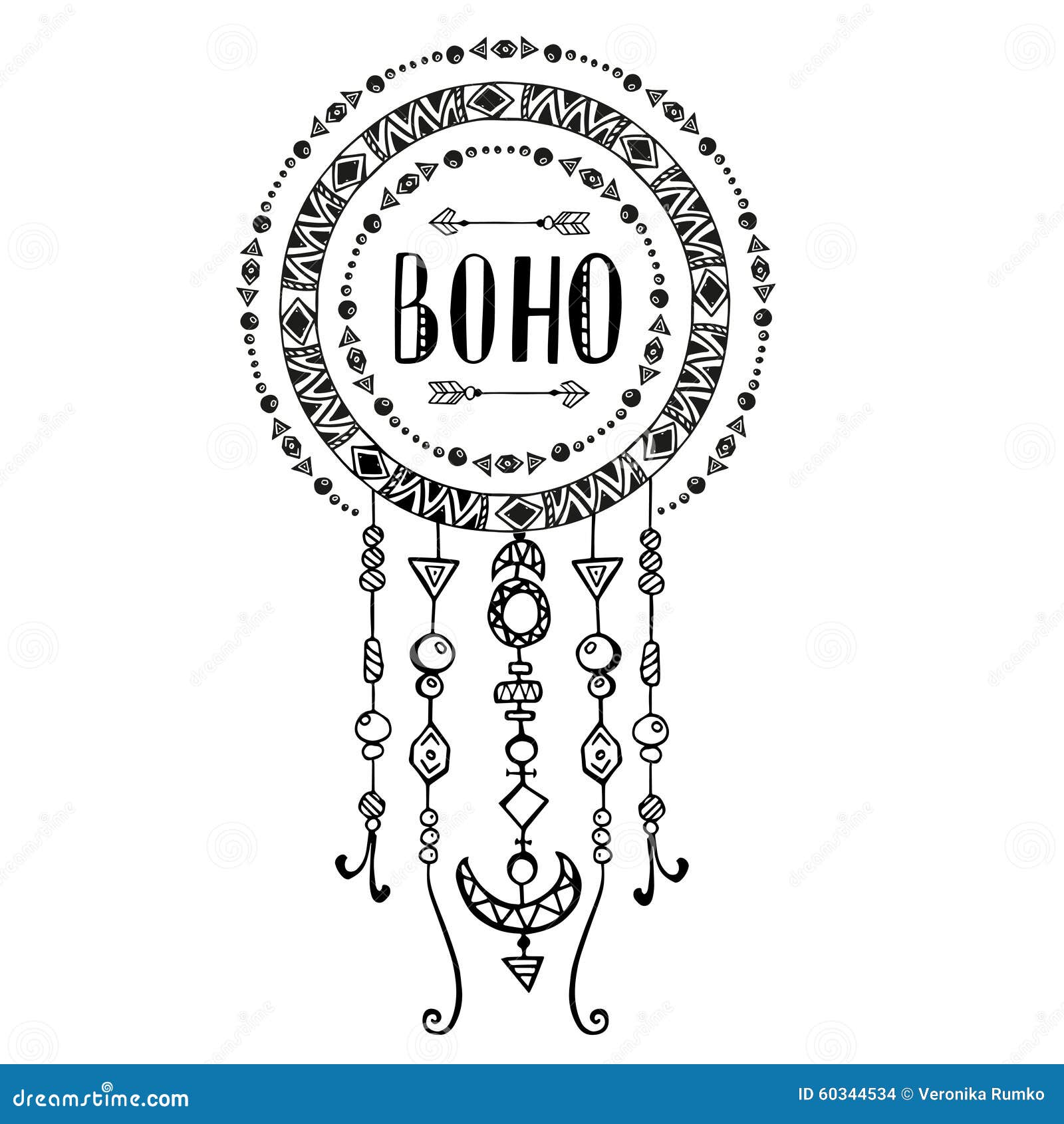 Hand Drawn Sign in Boho Style. Vector Illustration Stock Vector ...