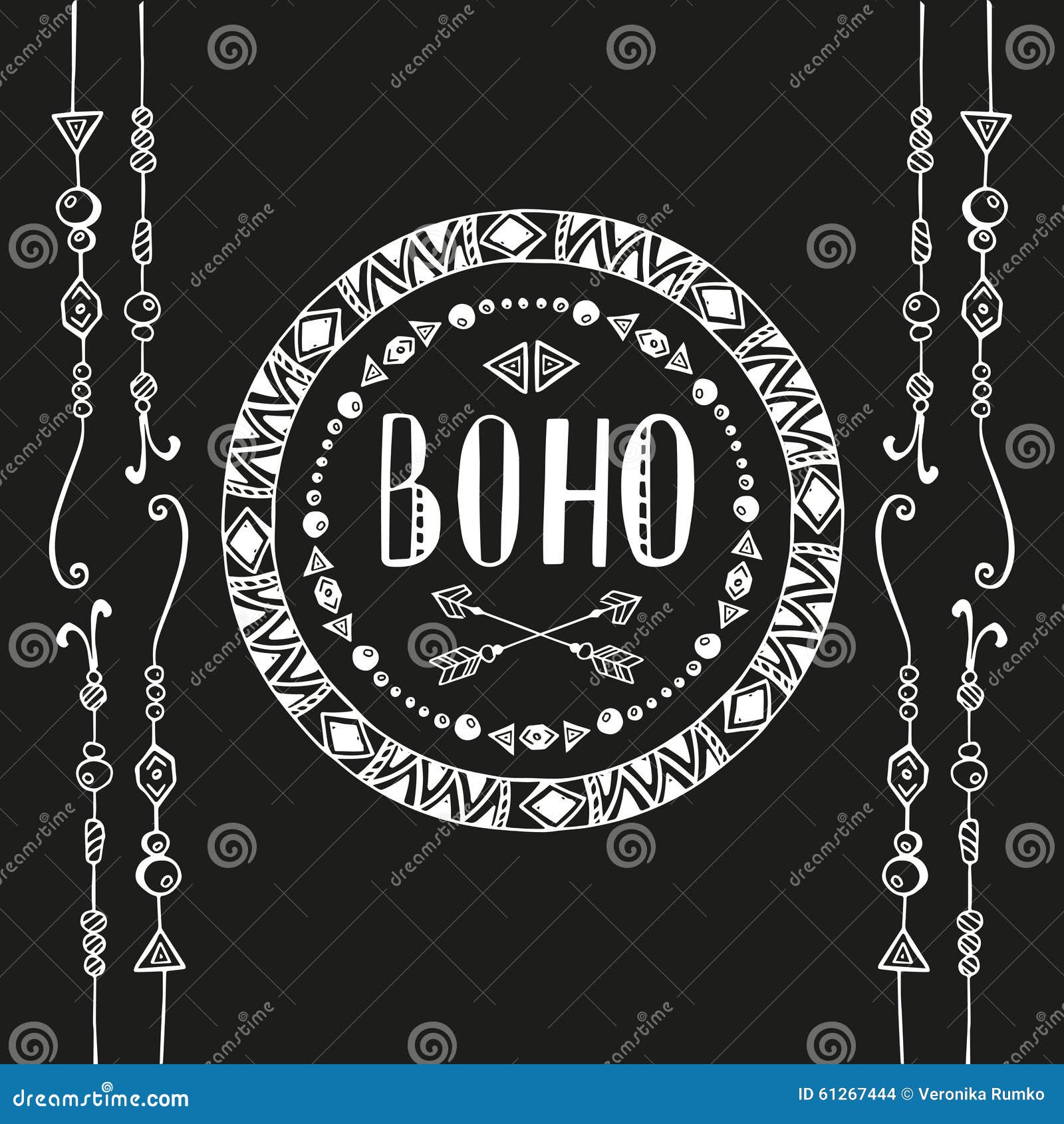Hand Drawn Sign in Boho Style. Vector Illustration Stock Vector ...