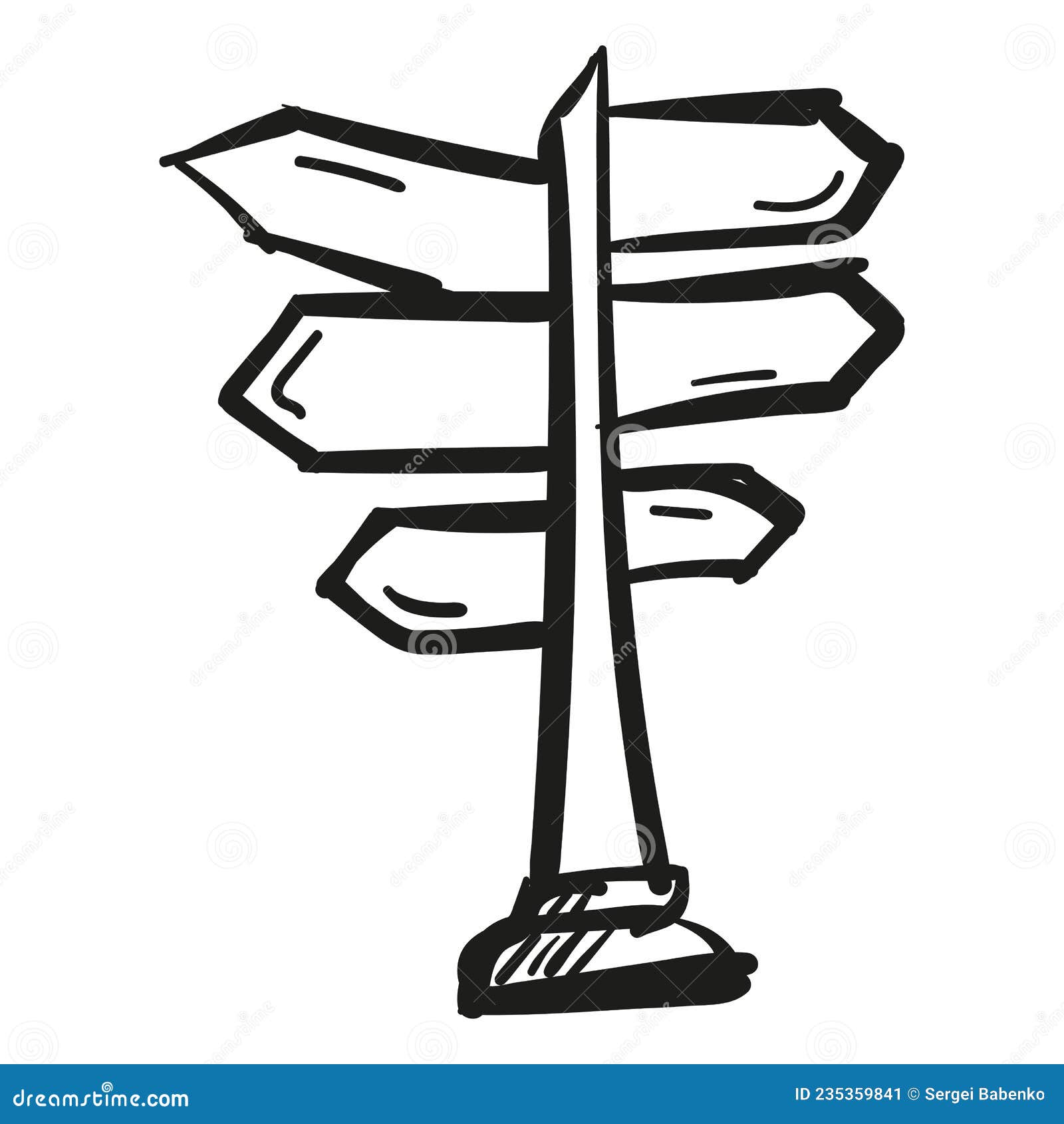 Hand Drawn Signpost Icon in Doodle Style Isolated Stock Vector ...