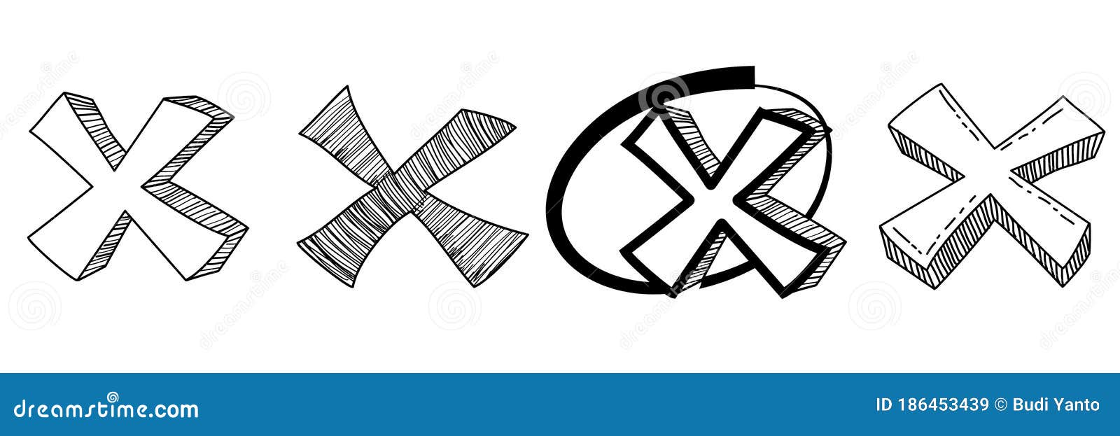 Hand Drawn X Signs. Doodle Set of Wrong or False Mark Stock Vector ...