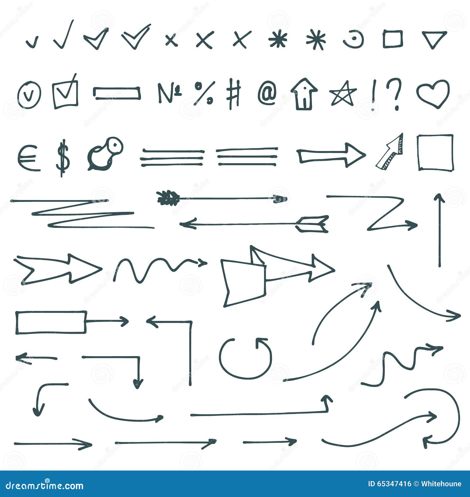 Hand drawn signs stock vector. Illustration of symbols - 65347416