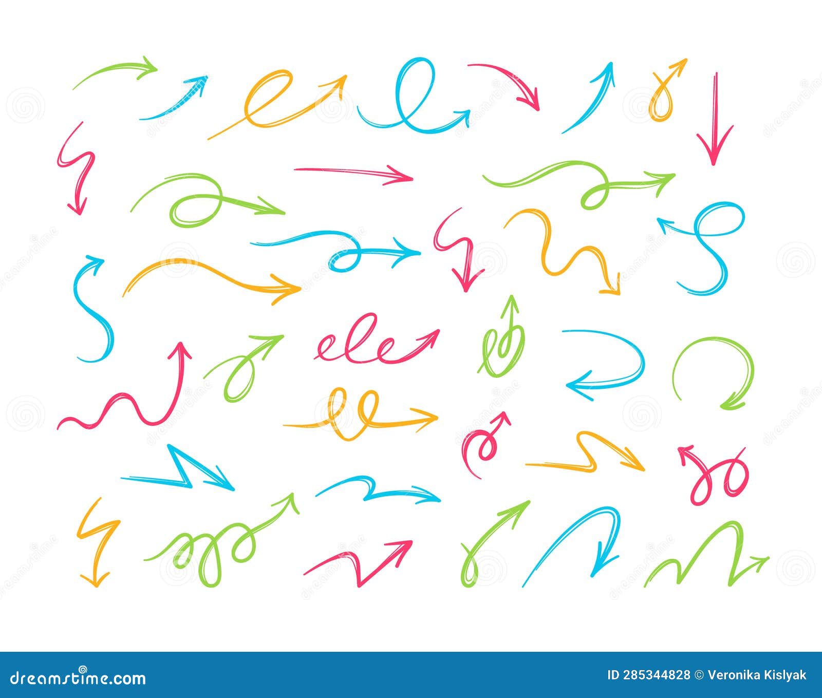 Hand Drawn Simple Arrow Collection. Set of Arrow Doodles on White Stock ...