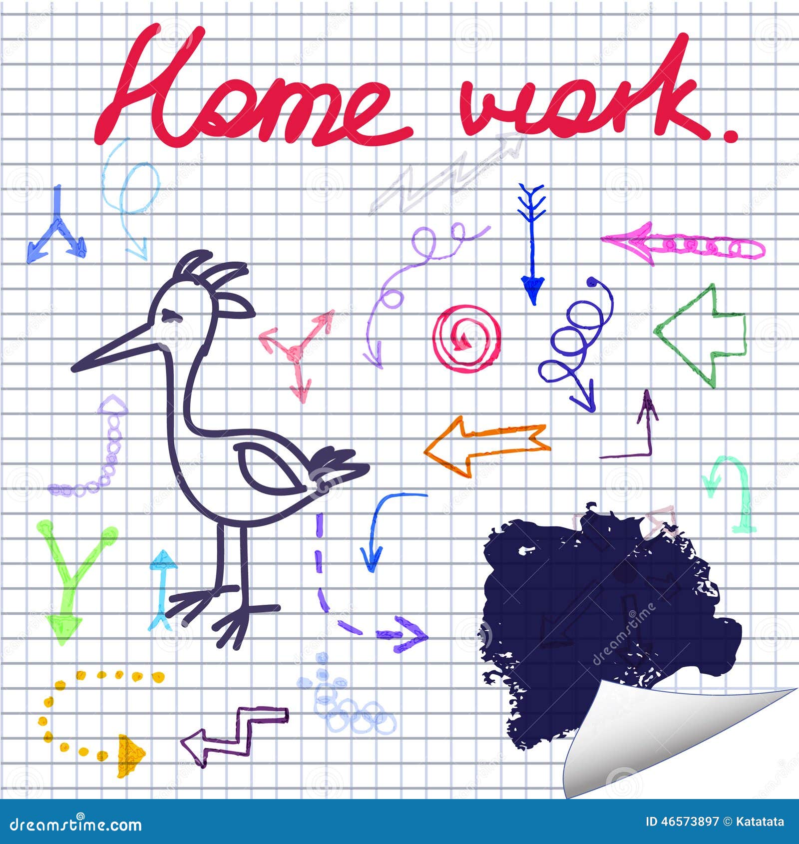 Hand Drawn Simple Arrows on the Notebook Sheet. Stock Vector ...