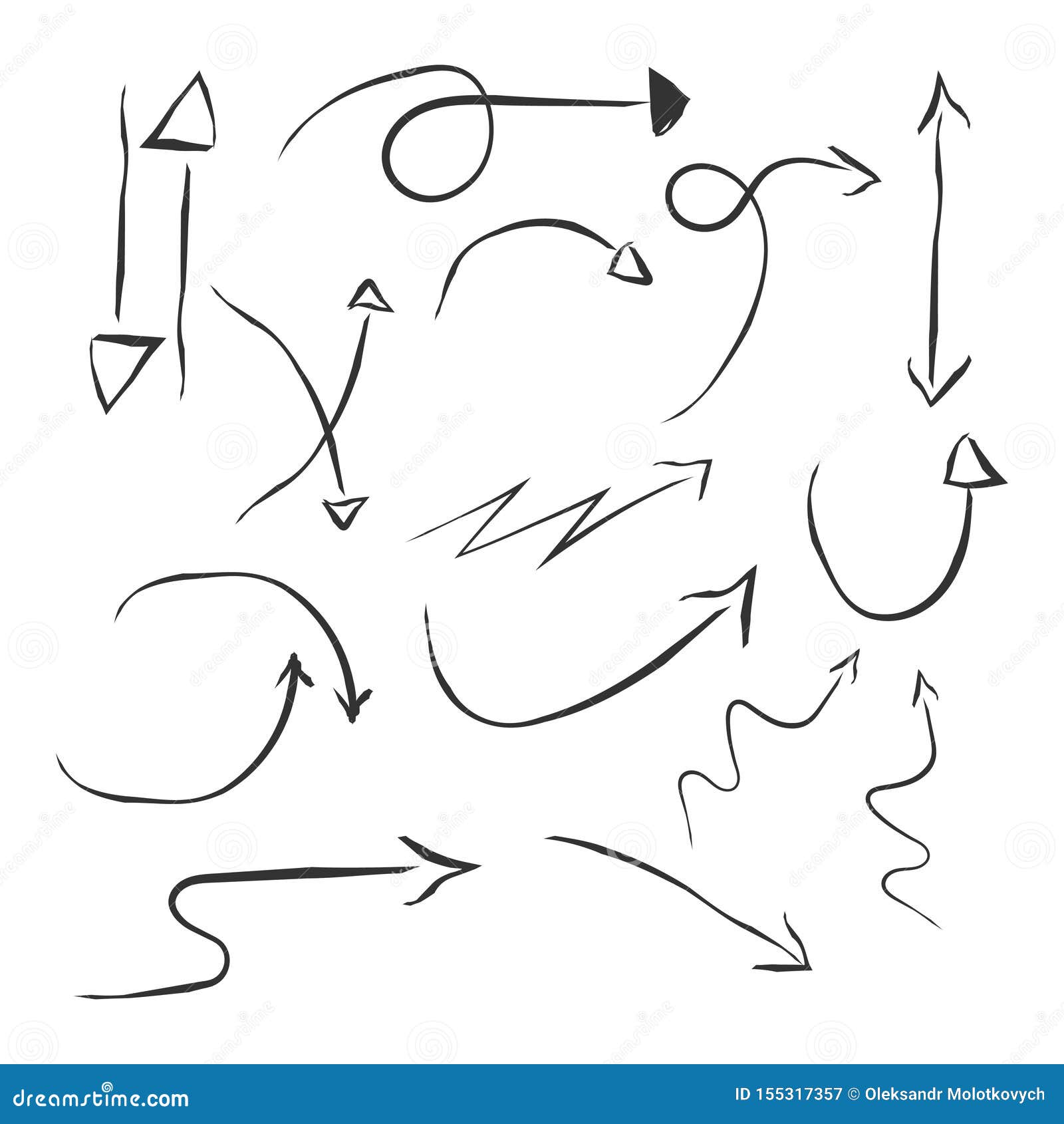 Hand-drawn Simple Arrows Set in Different Direction Up, Down, Left ...