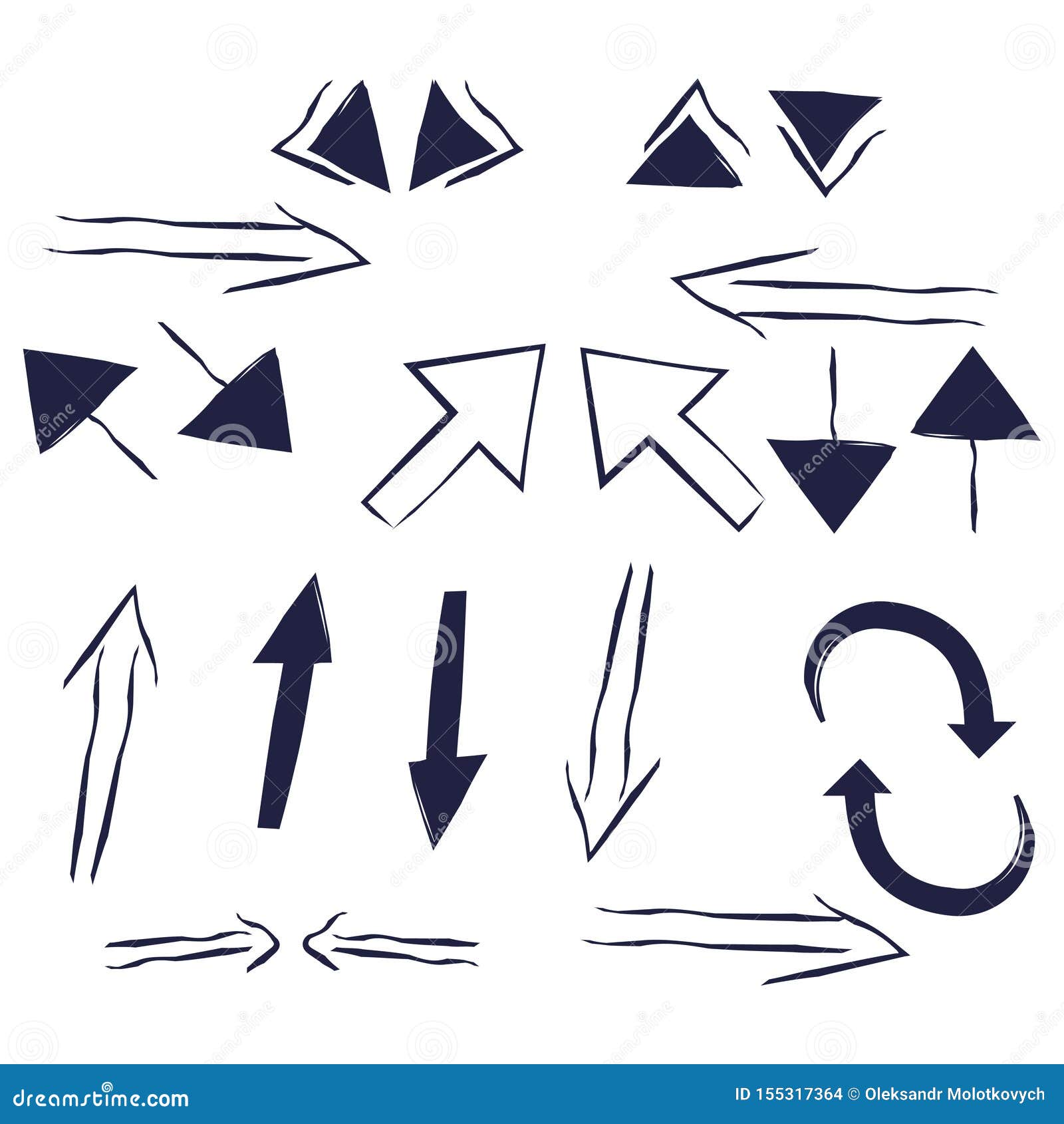 Hand-drawn Simple Arrows Set in Different Direction Up, Down, Left ...