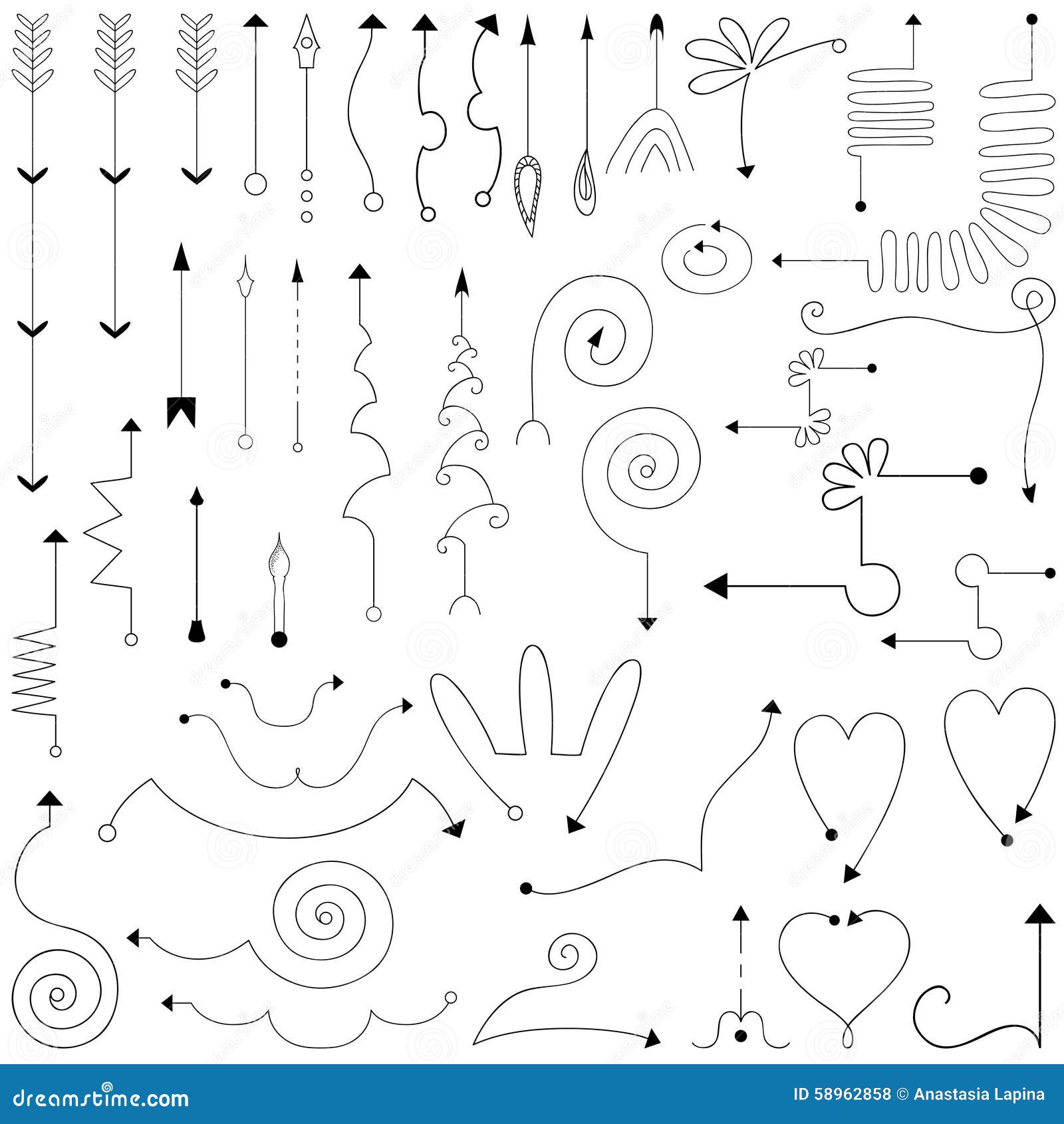 Hand Drawn Simple Arrows Set Made in Vector. Stock Vector ...