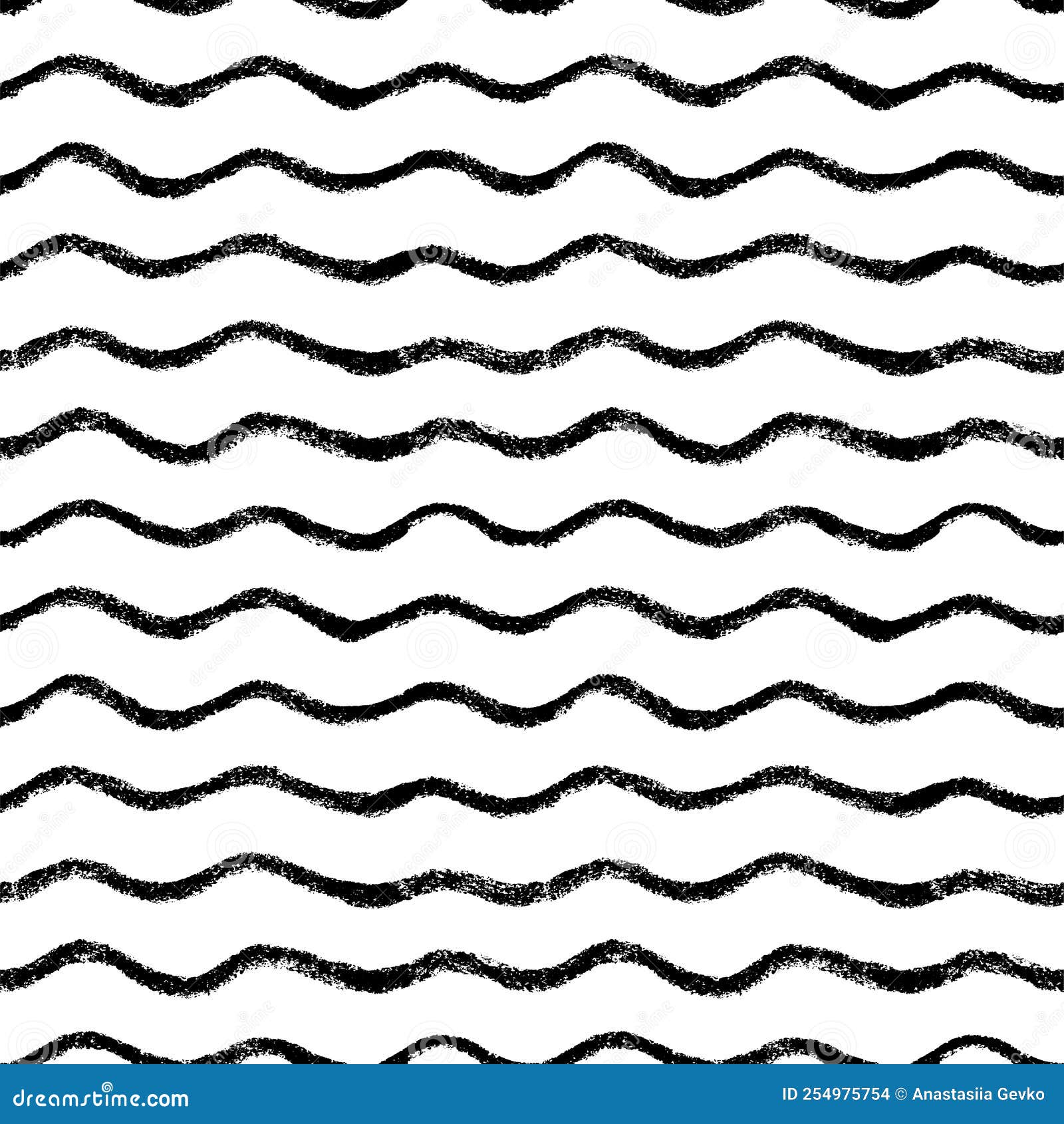 Hand Drawn Simple Black Charcoal Horizontal Waves. Stock Vector ...