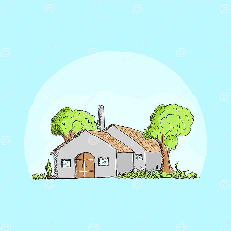 Hand Drawn Simple House Illustration Stock Vector - Illustration of ...