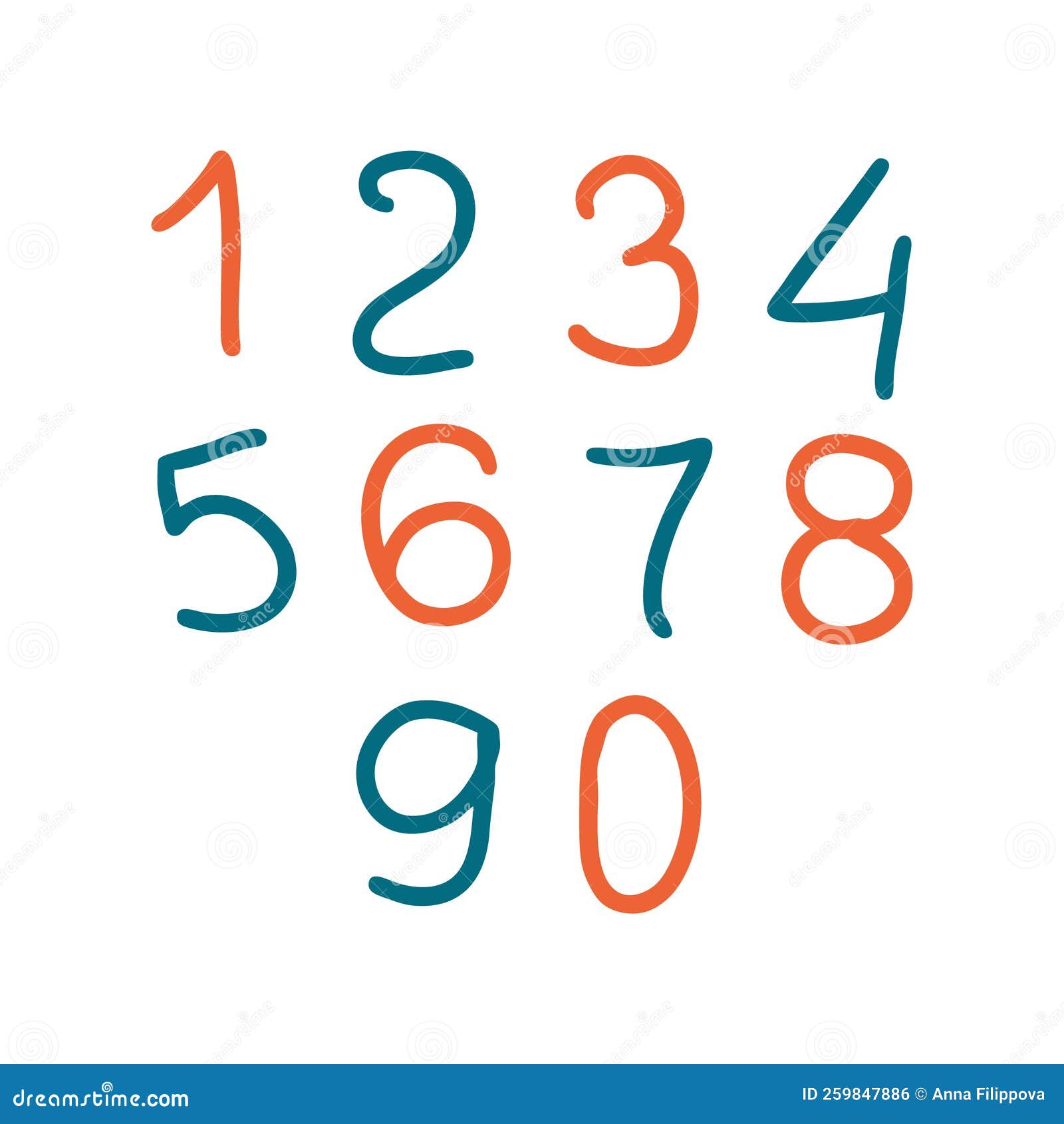 Hand Drawn Simple Numbers Collection. Vector Illustration Stock Vector ...