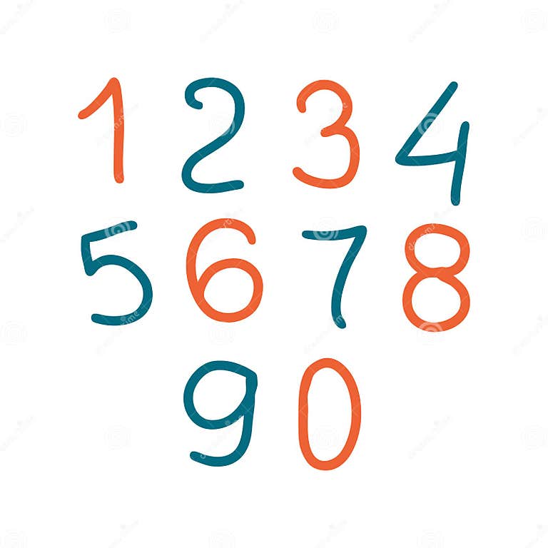 Hand Drawn Simple Numbers Collection. Vector Illustration Stock Vector ...