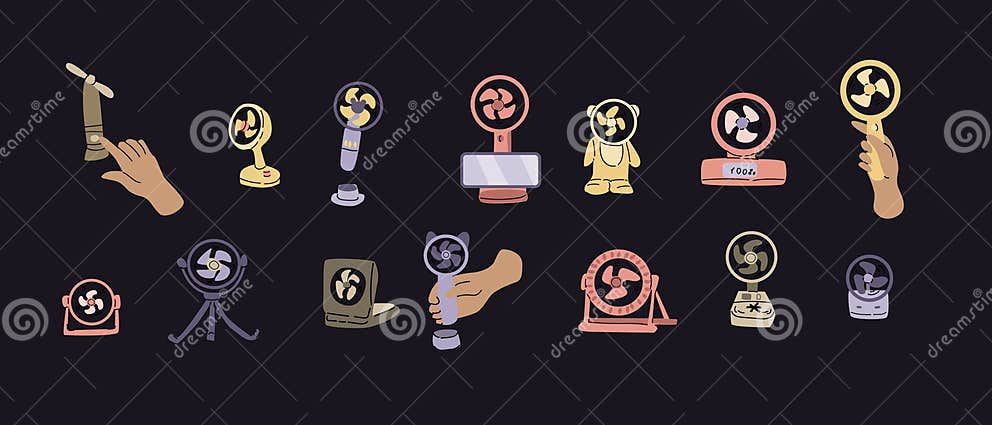 Hand Drawn Simple Portable Fan Electric Appliance Stock Vector Illustration Of Portable