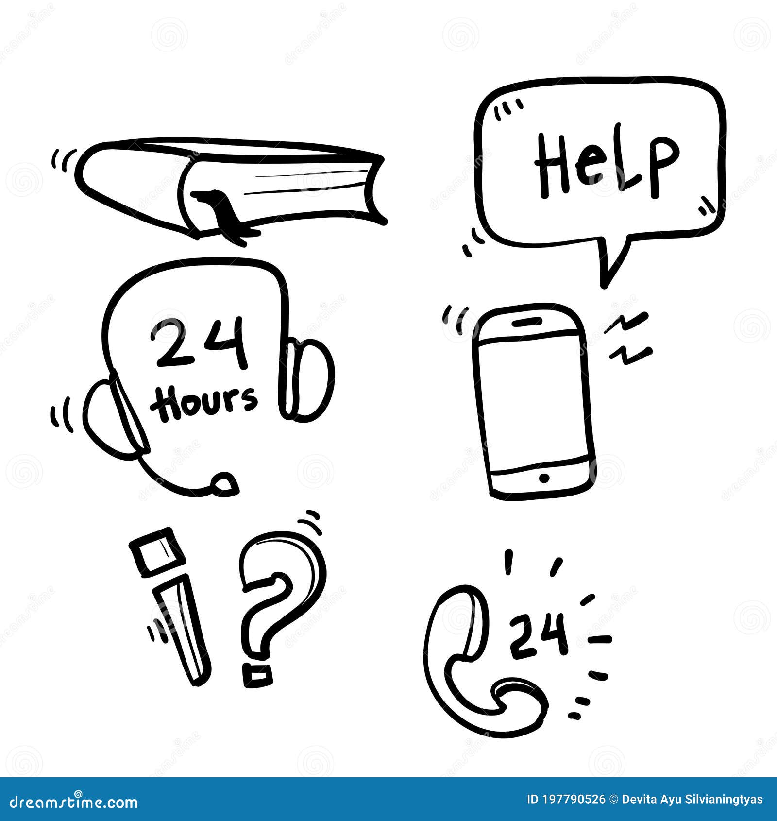 Hand Drawn Simple Set of Help and Support Related Vector Line Icons ...