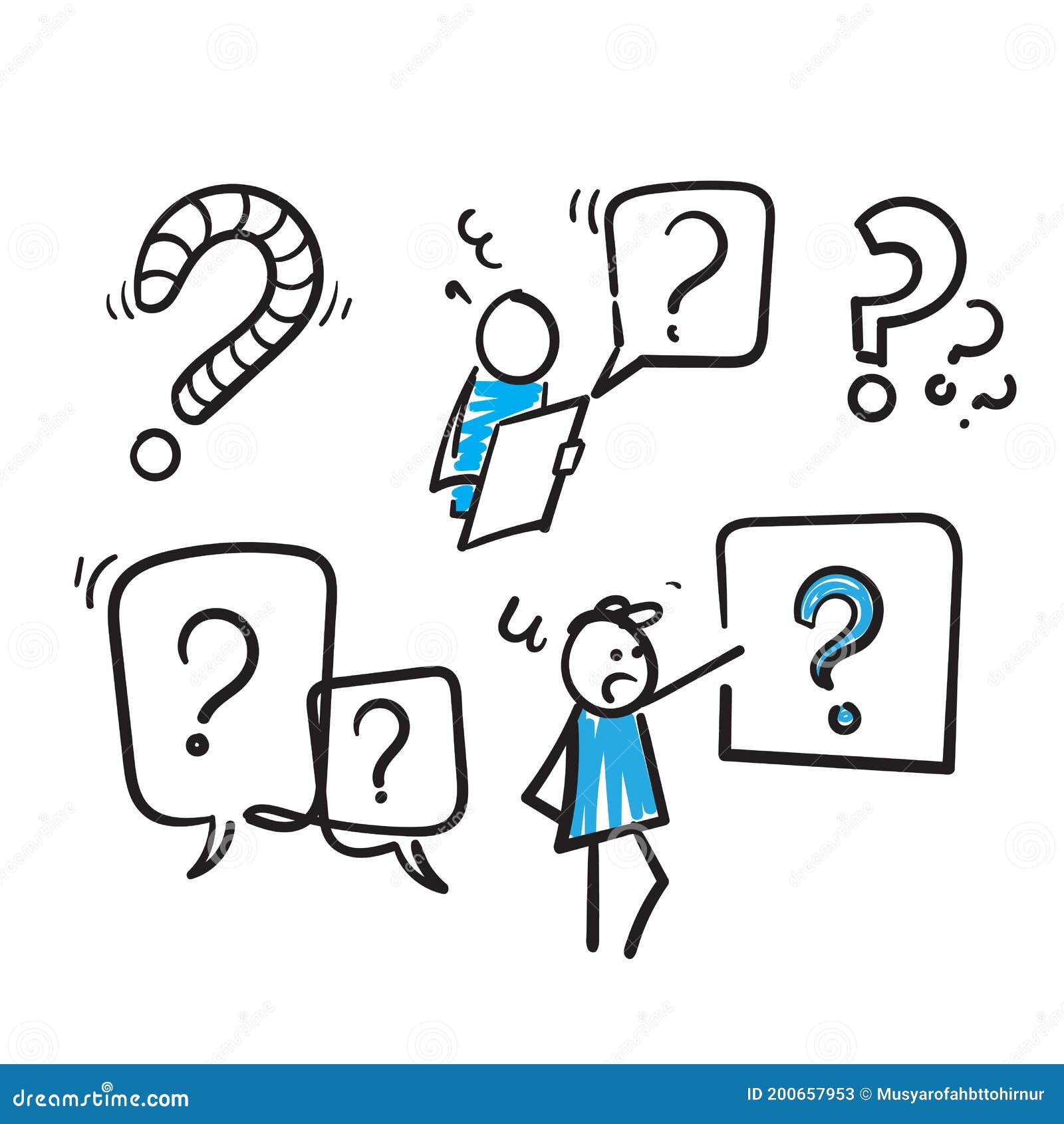 Hand Drawn Simple Set of Question Related Vector Line Icons with Doodle ...