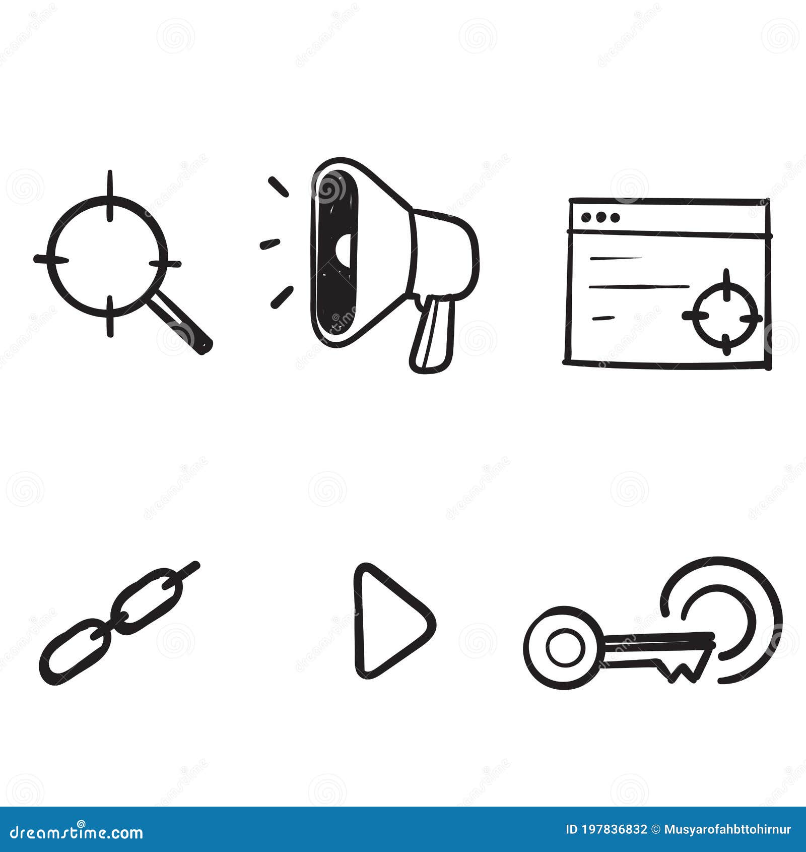 Hand Drawn Simple Set of SEO Related Vector Line Icons with Doodle ...