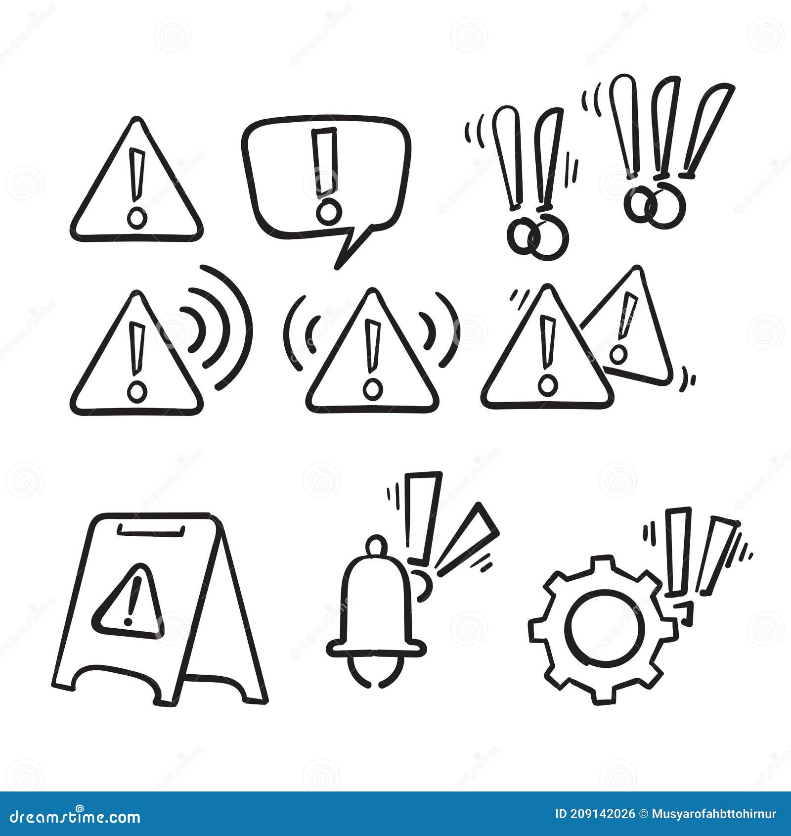 A Simple Set Of WARNINGS, Thin Vector Lines. Contains ICONS Such As A ...