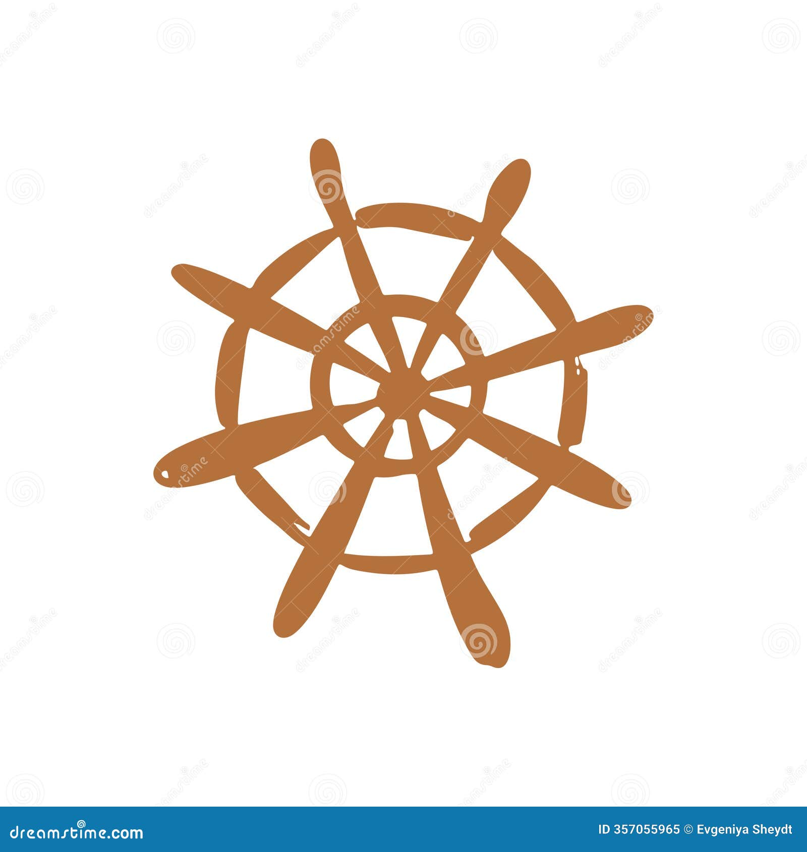 Hand Drawn Simple Vector Illustration of a Ship Steering Wheel Design ...