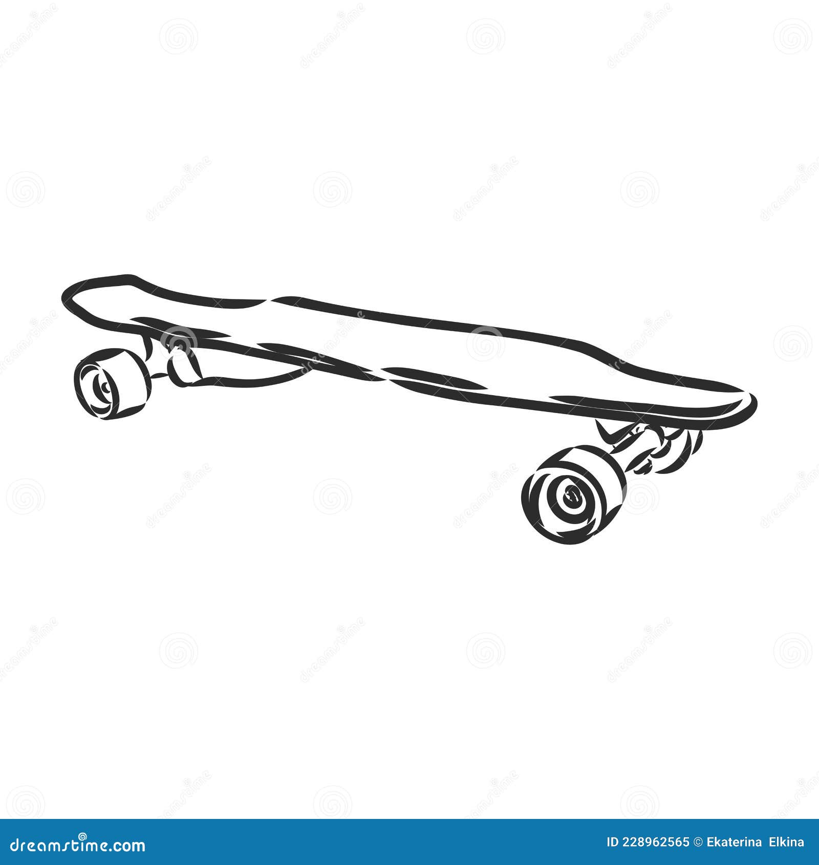 Hand Drawn Skateboard Skateboard Longboard Vector Sketch Stock Vector ...