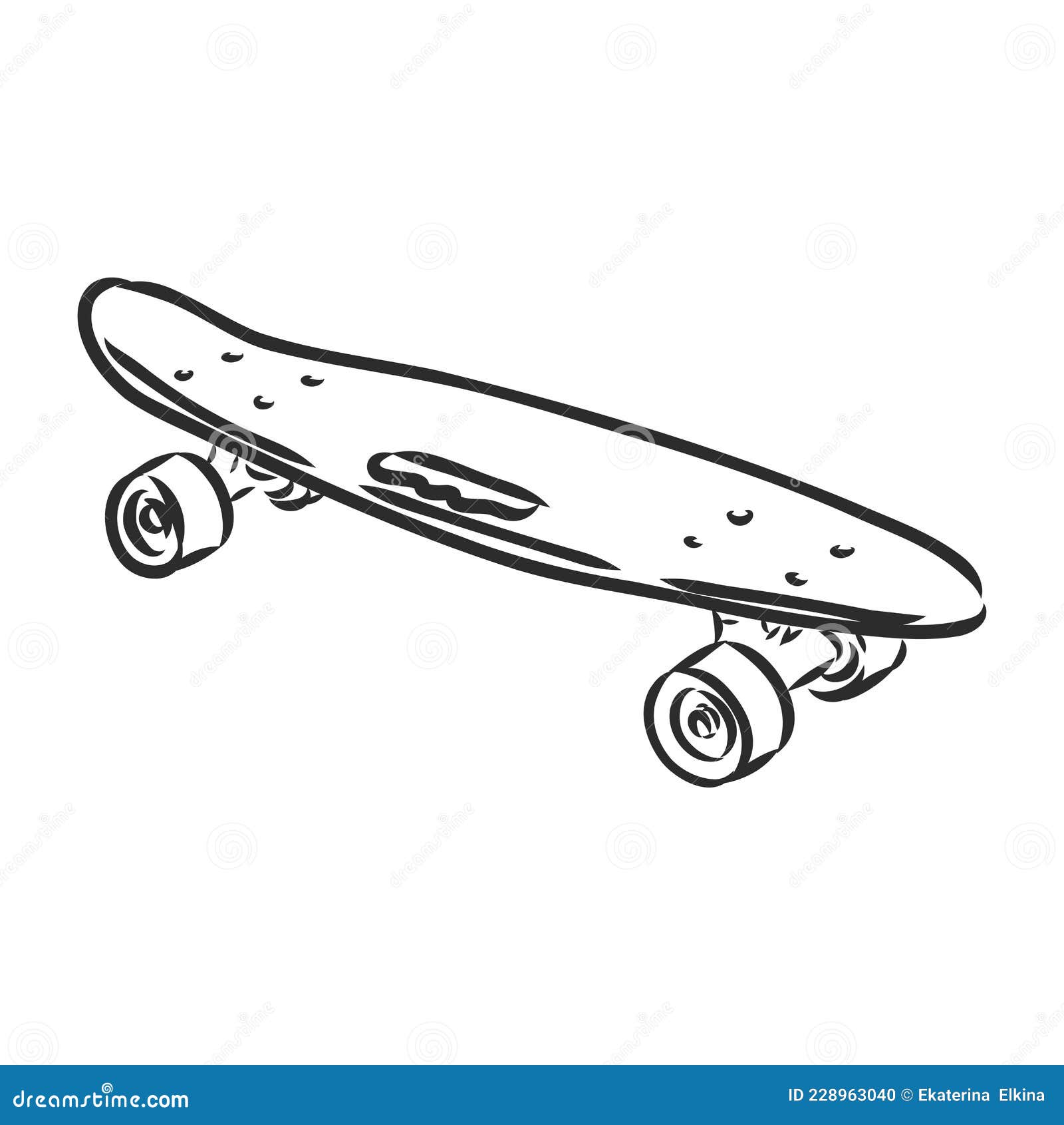 Hand Drawn Skateboard Skateboard Longboard Vector Sketch Stock Vector ...