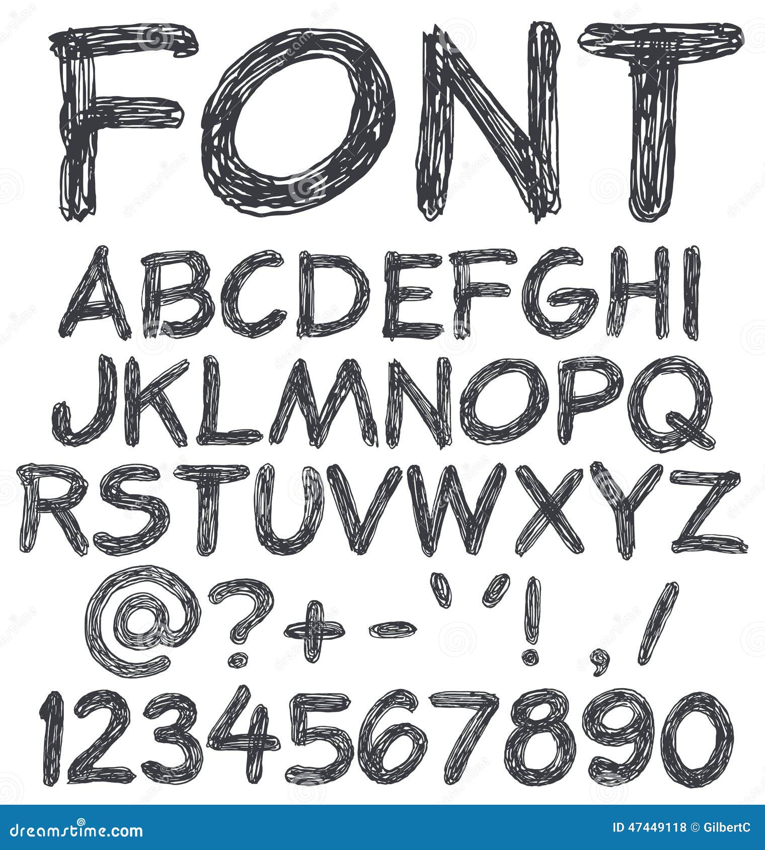 Hand Drawn Sketch Alphabet. Stock Vector - Illustration of collection ...