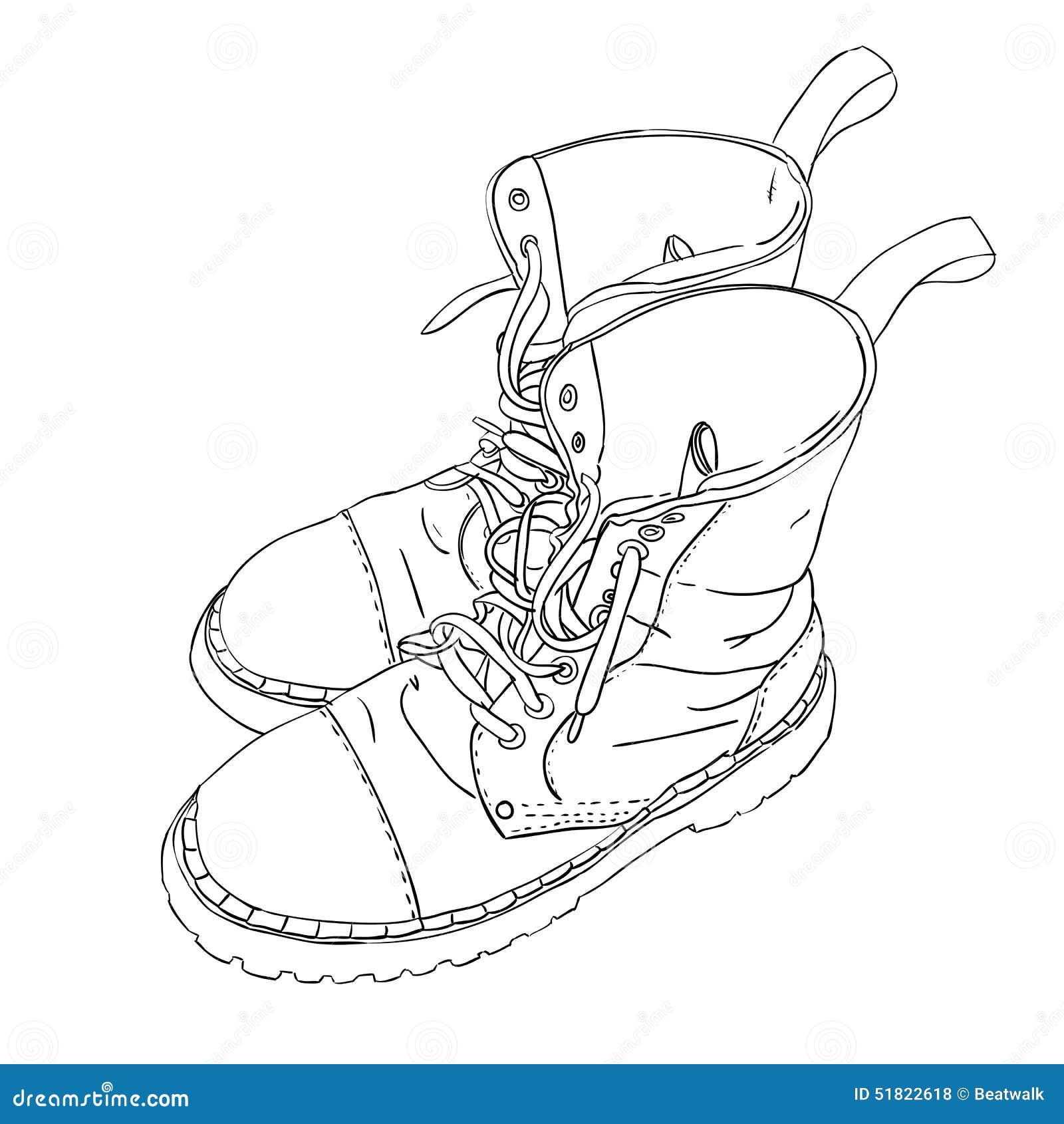 Hand Drawn Sketch With Army Boots Vector Illustration | CartoonDealer ...