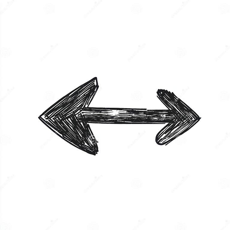 Hand-drawn Sketch of an Arrow Pointing Left and Right Stock ...
