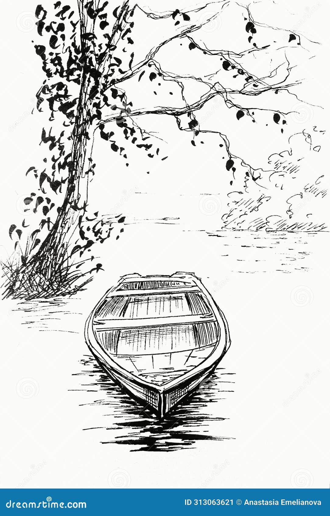 Hand Drawn Sketch of a Boat Stock Illustration - Illustration of ...