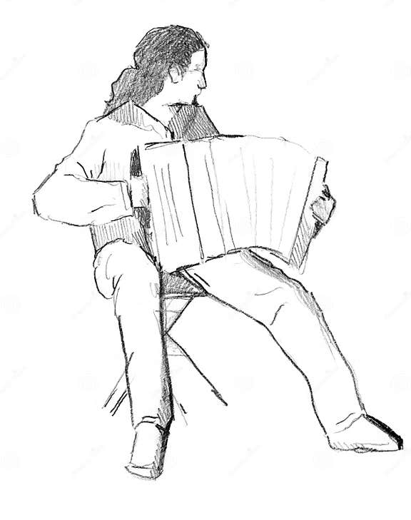 Hand Drawn Sketch of Busker Stock Illustration - Illustration of ...
