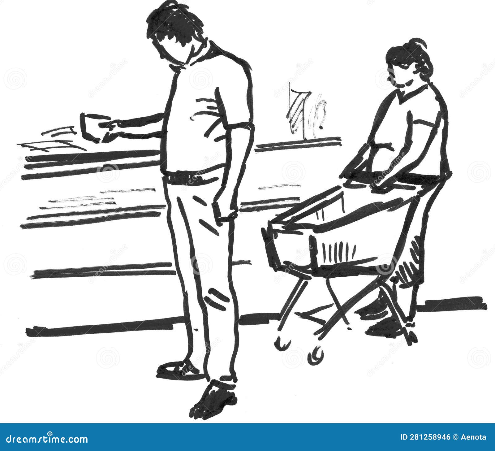 Hand drawn sketch of buyer stock illustration. Illustration of ...