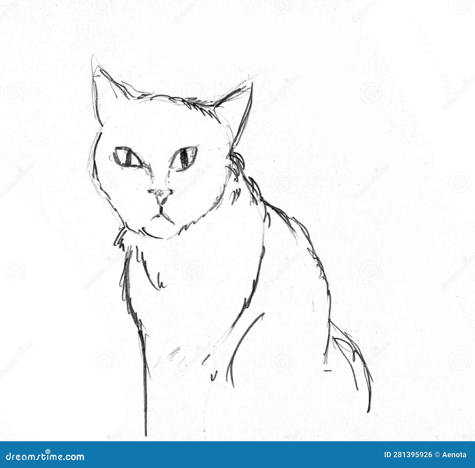Hand drawn sketch of cat stock illustration. Illustration of neco ...