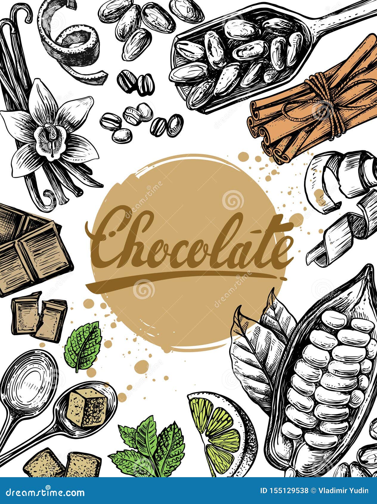 Hand Drawn Sketch of Chocolate Stock Vector - Illustration of backdrop ...