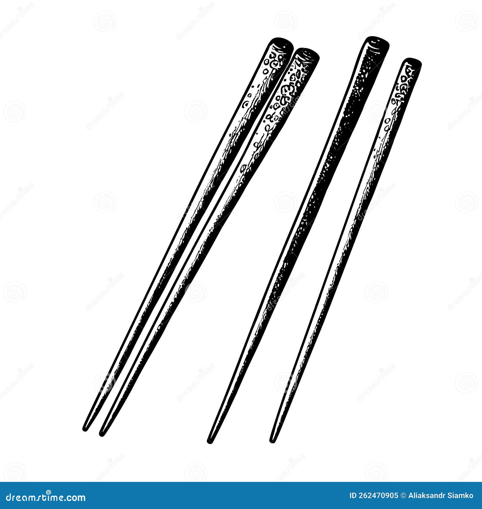 Hand Drawn Sketch Chopsticks, Isolated on White Stock Vector ...