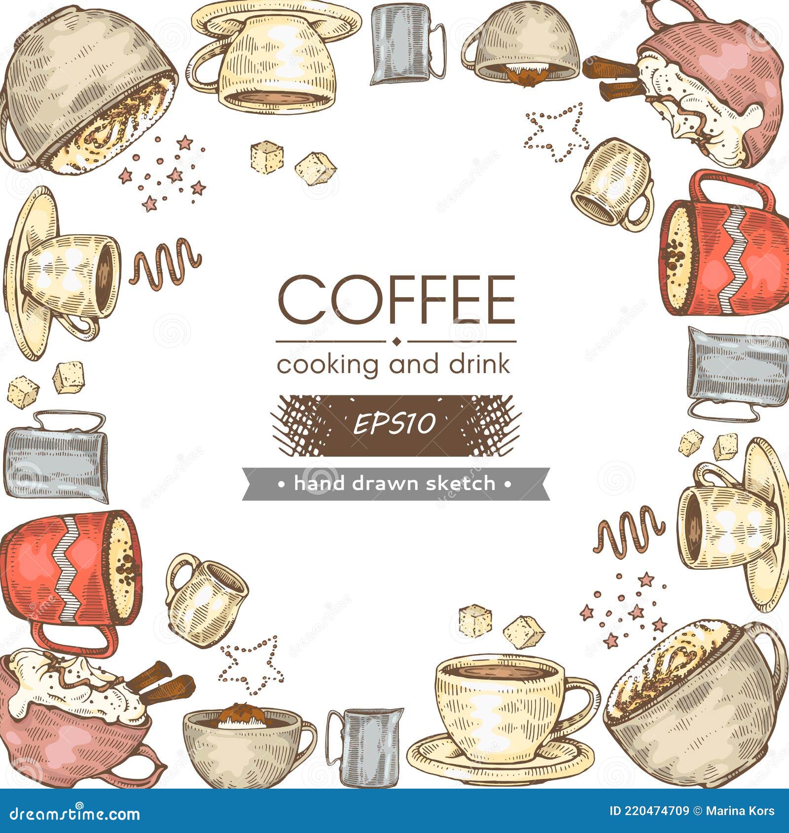 Hand-drawn Sketch Coffee Cooking and Drinks. Stock Vector ...