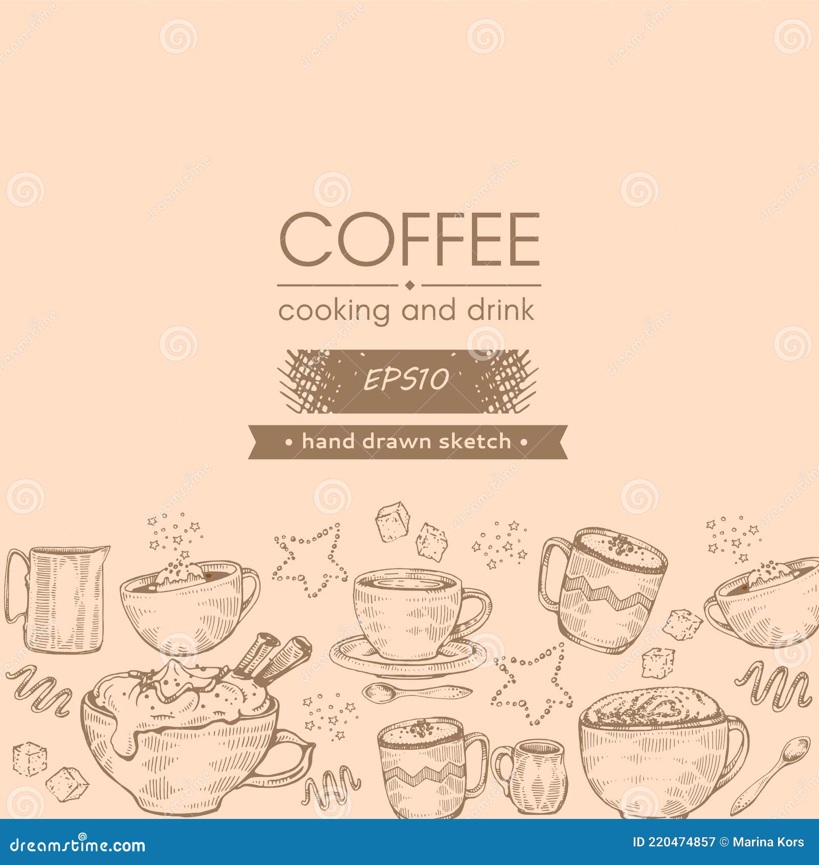 Hand-drawn Sketch Coffee Cooking and Drinks. Stock Vector ...