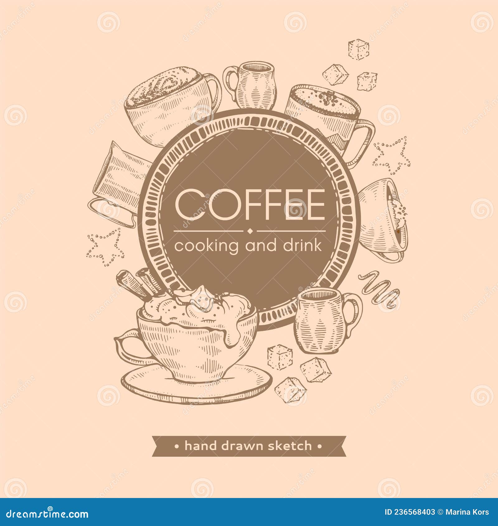 Hand-drawn Sketch Coffee Cooking and Drinks. Stock Vector ...