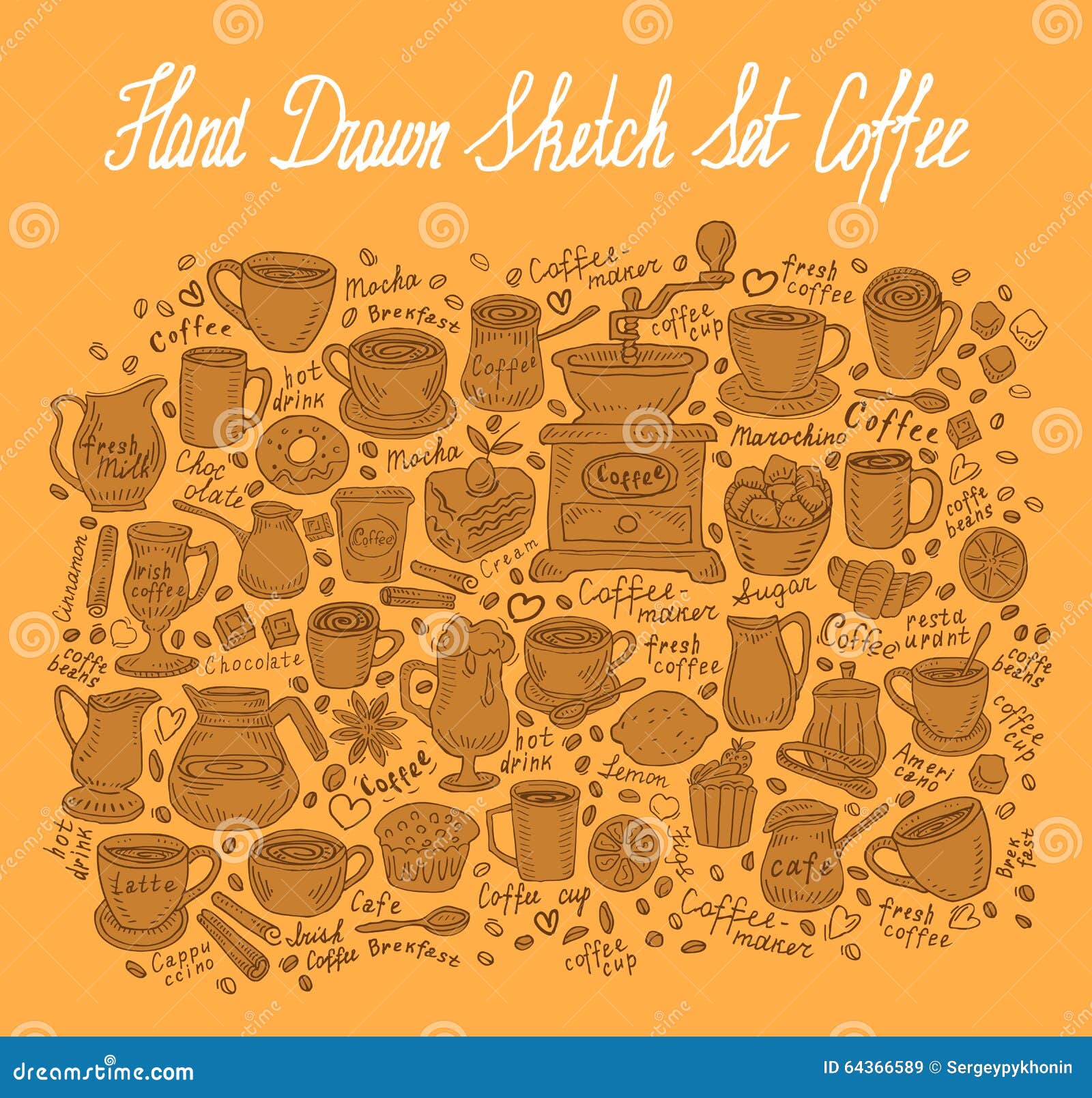 Hand-drawn Sketch Coffee Set. Vector Illustration Stock Vector ...