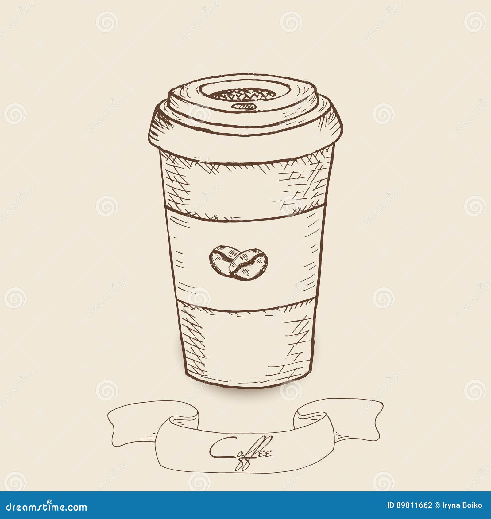 Hand Drawn Sketch Coffee To Go Paper Cup Vector Illustration Stock ...