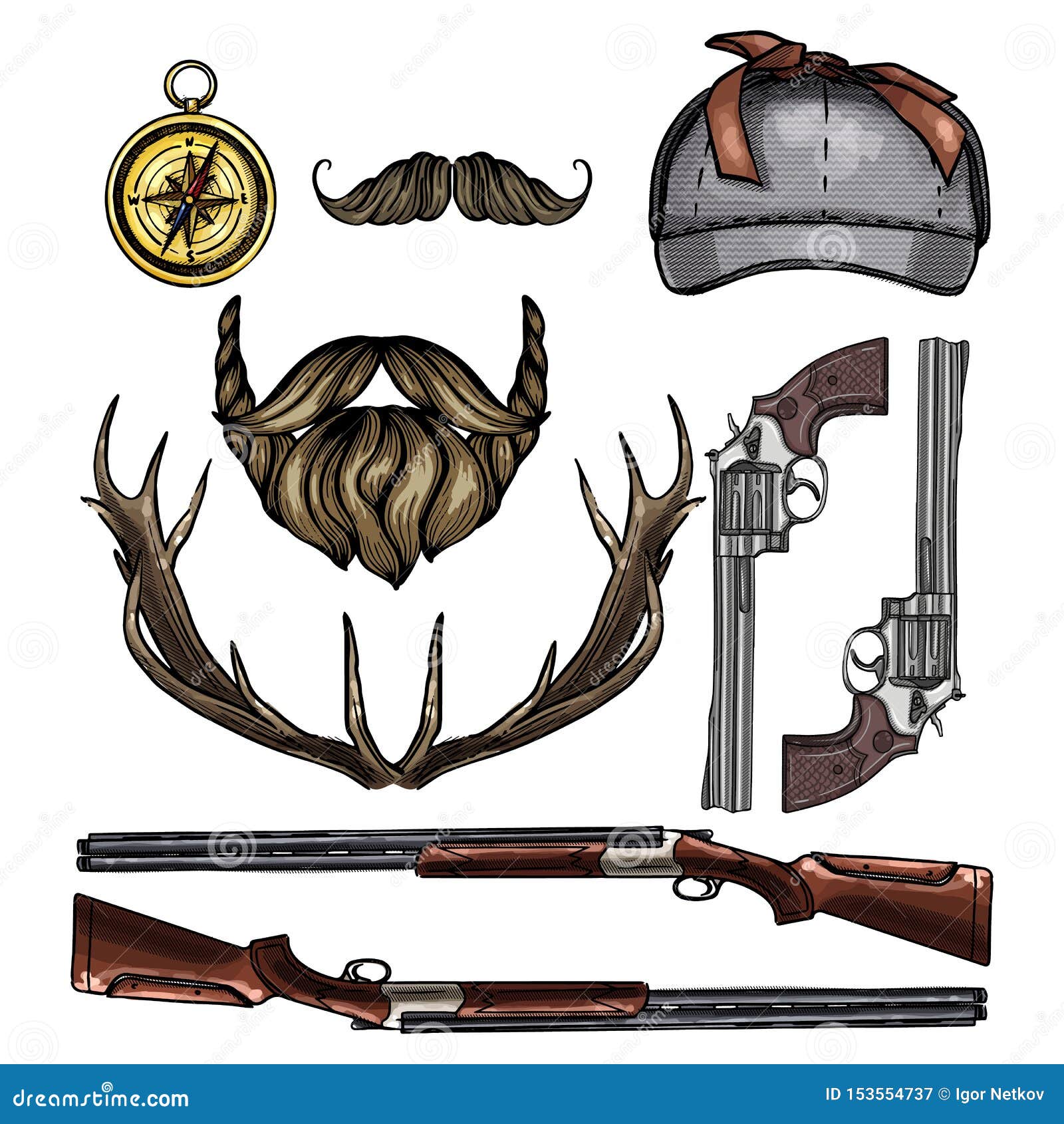 Hunter And Killed Moose Or Elk - Hunting Trophy- Hunting Sport Team ...