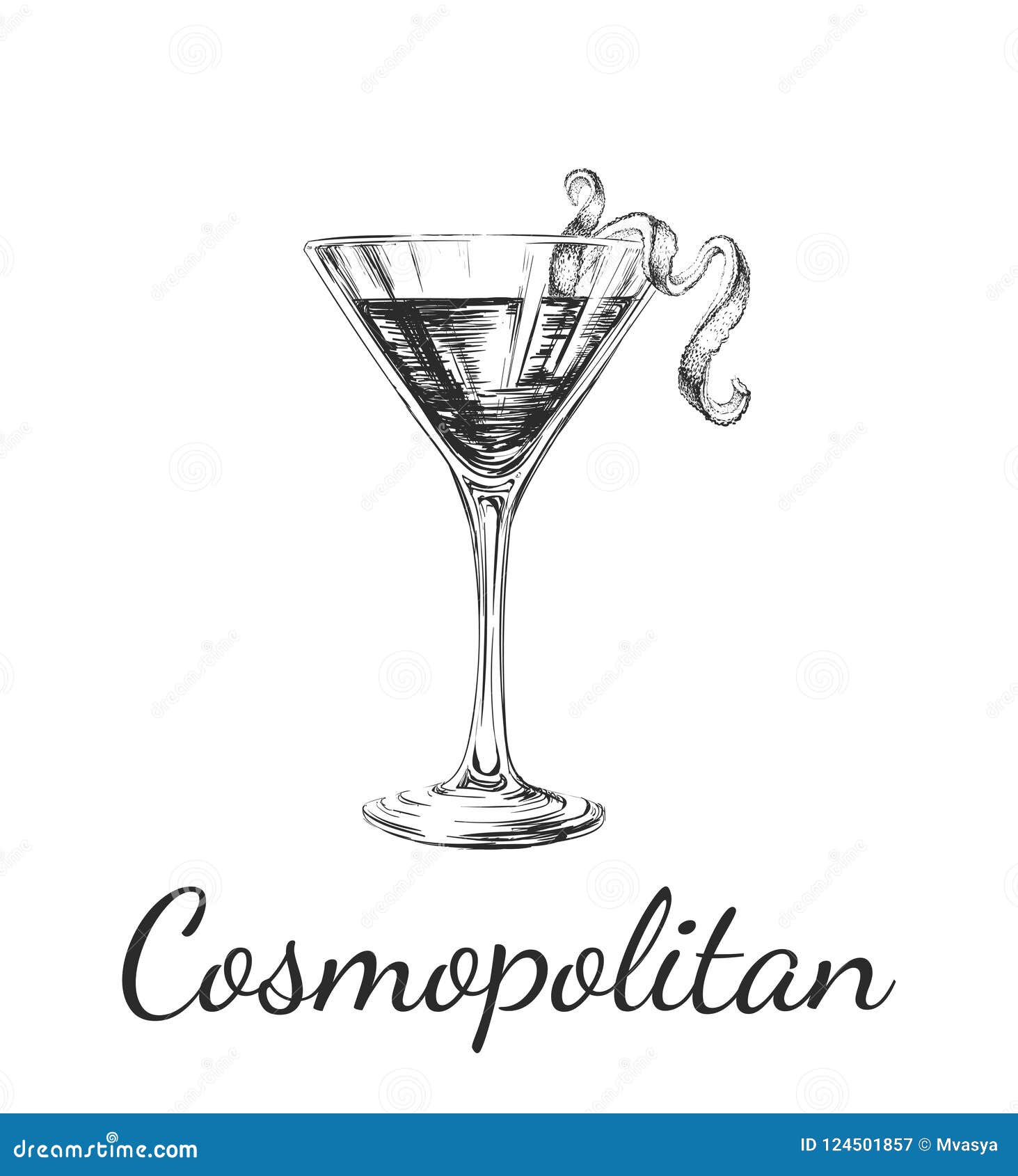 Hand Drawn Sketch Cosmopolitan Cocktail Drinks Stock Vector ...
