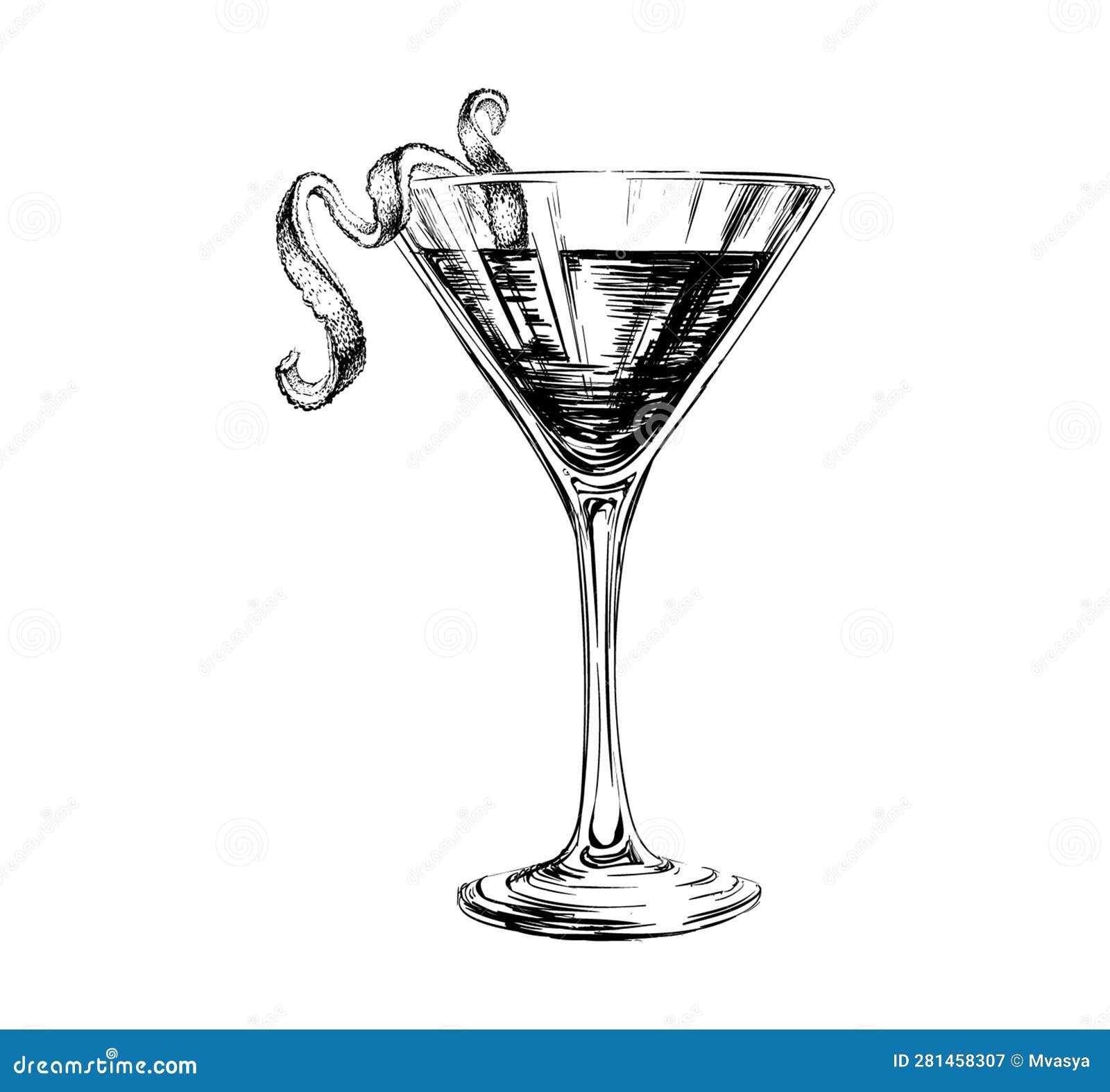Hand Drawn Sketch Cosmopolitan Cocktail Drinks Stock Illustration ...