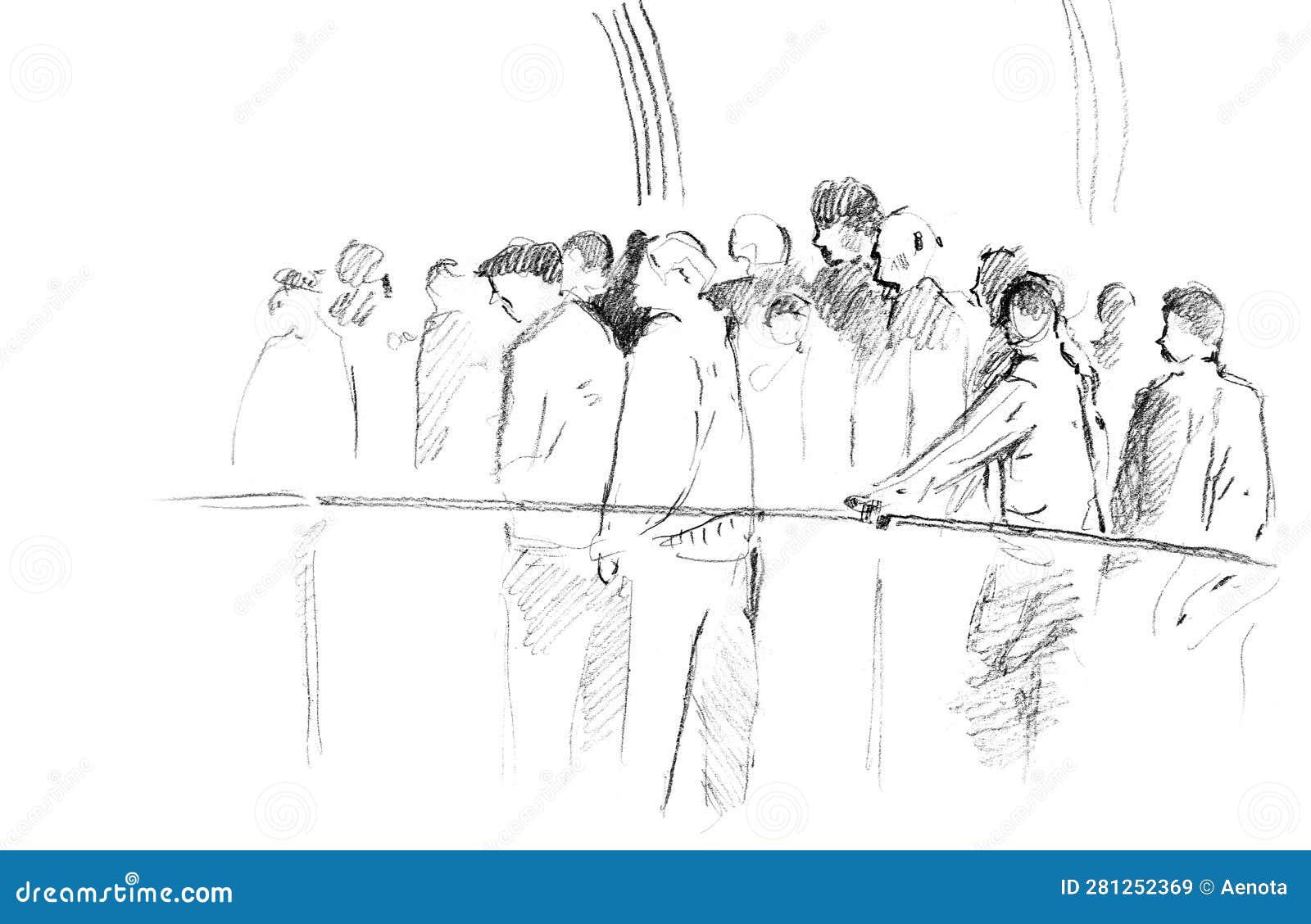 Hand drawn sketch of crowd stock illustration. Illustration of dialogue ...