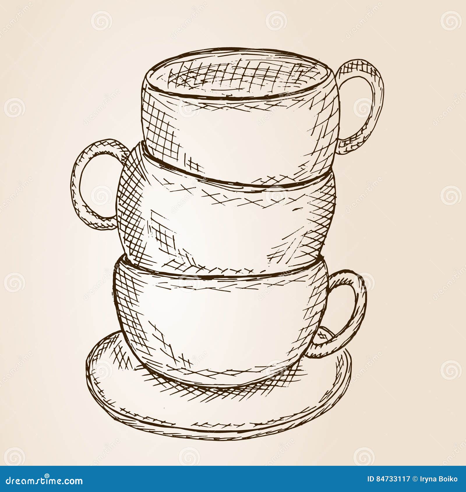 Hand Drawn Sketch Cups Vector Illustration Stock Vector - Illustration ...