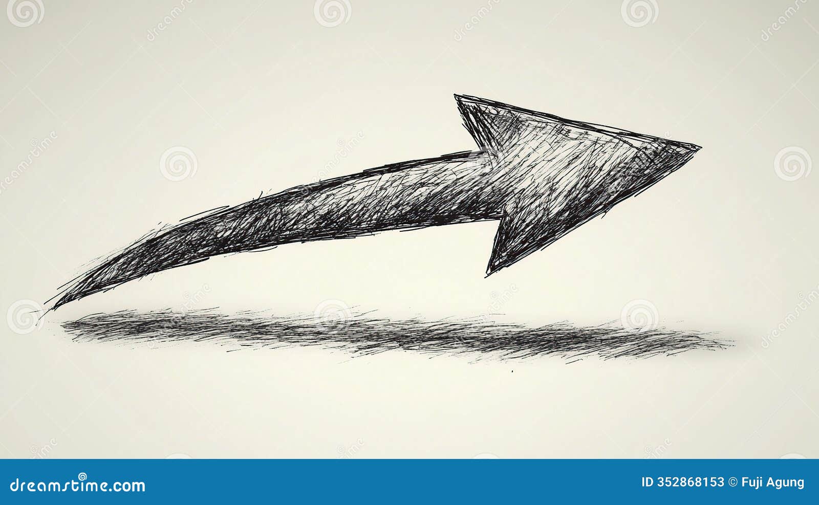 Hand-drawn Sketch of a Curved Arrow Pointing Right, Suggesting Growth ...