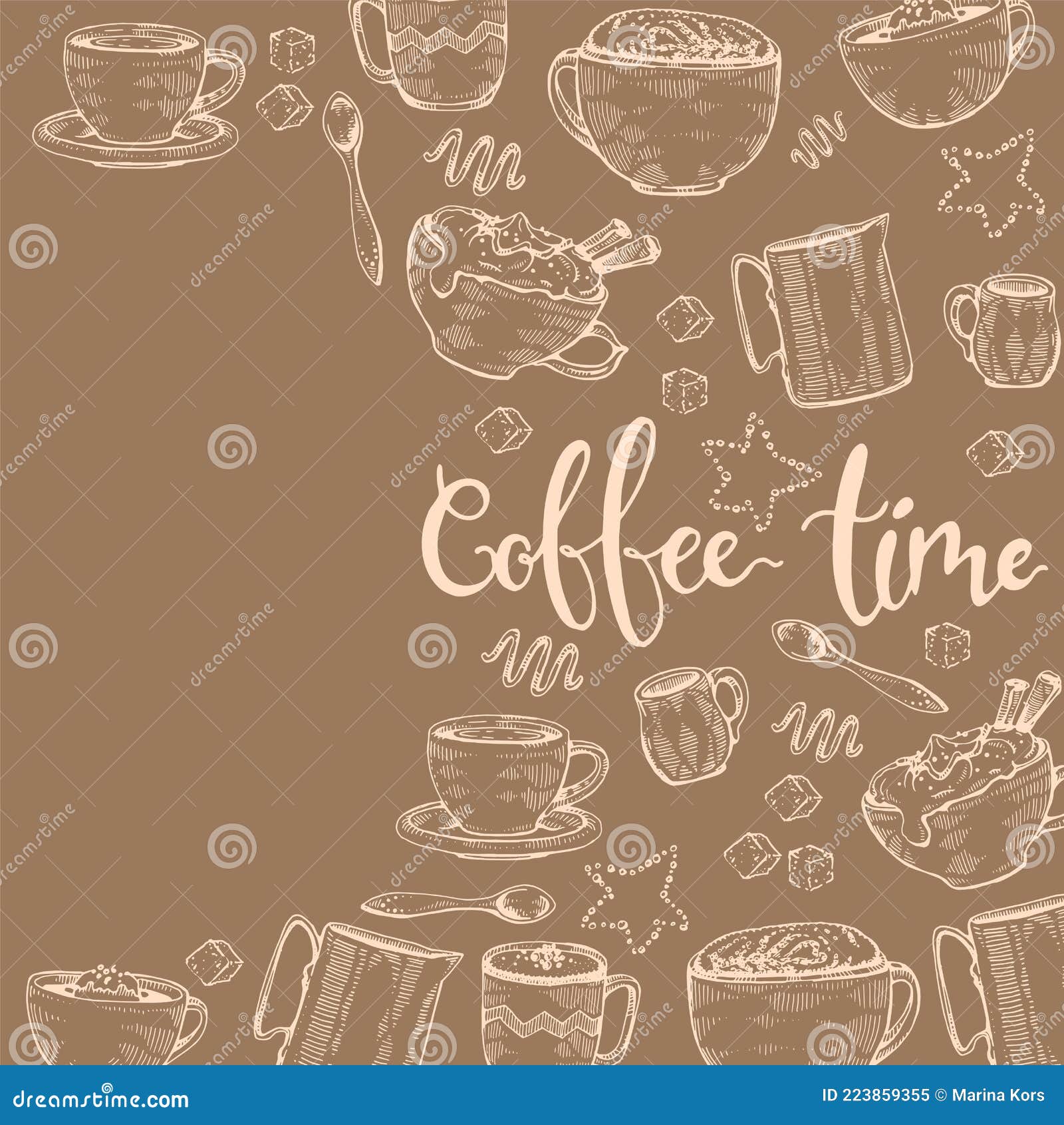 Hand-drawn Sketch Different Coffee Cooking and Drinks. Stock Vector ...