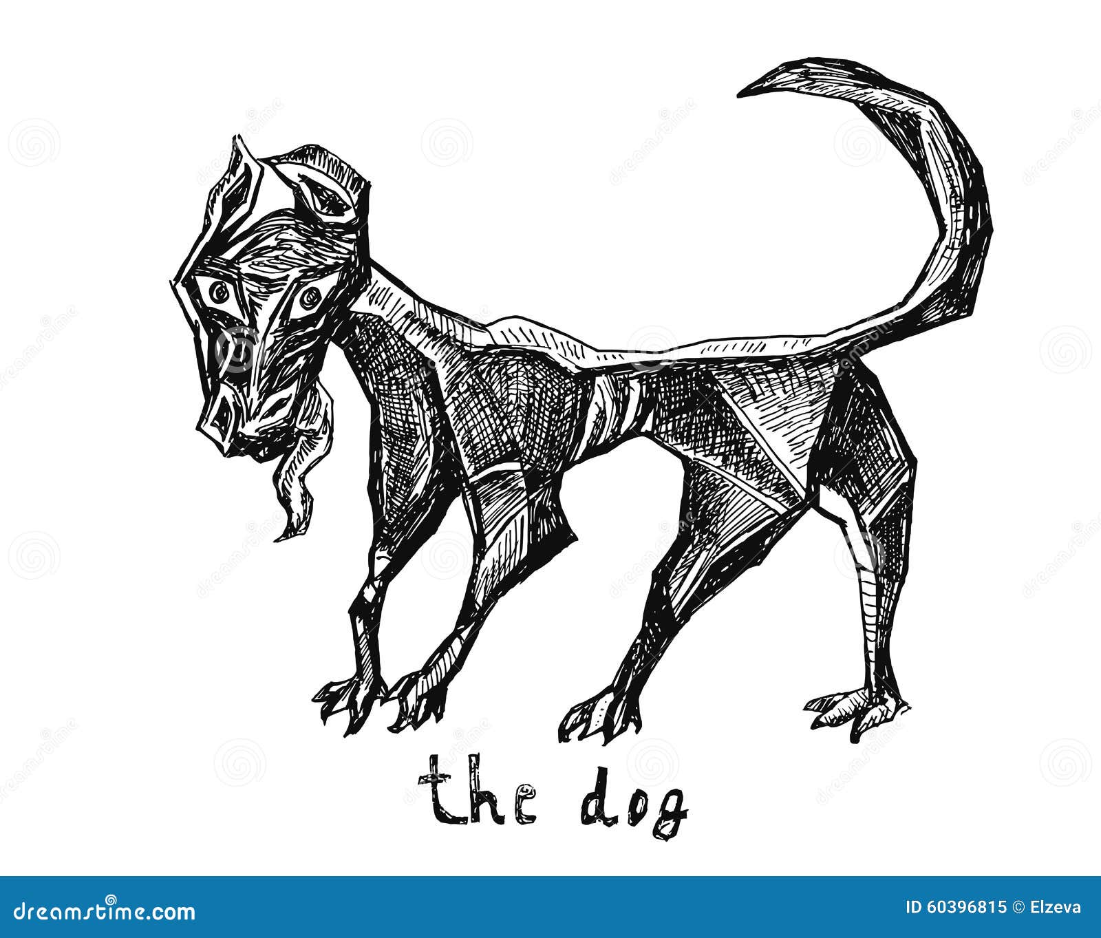 Hand Drawn Sketch of a Dog in Abstract Style. Stock Vector ...