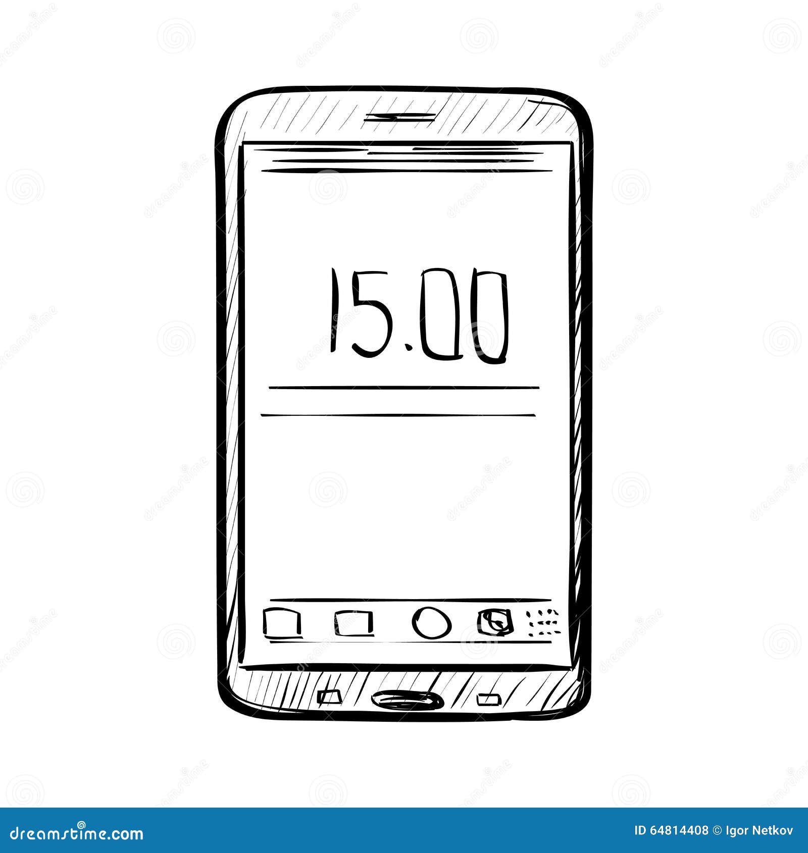 Hand Drawn Sketch of Doodle Phone Stock Vector - Illustration of device ...